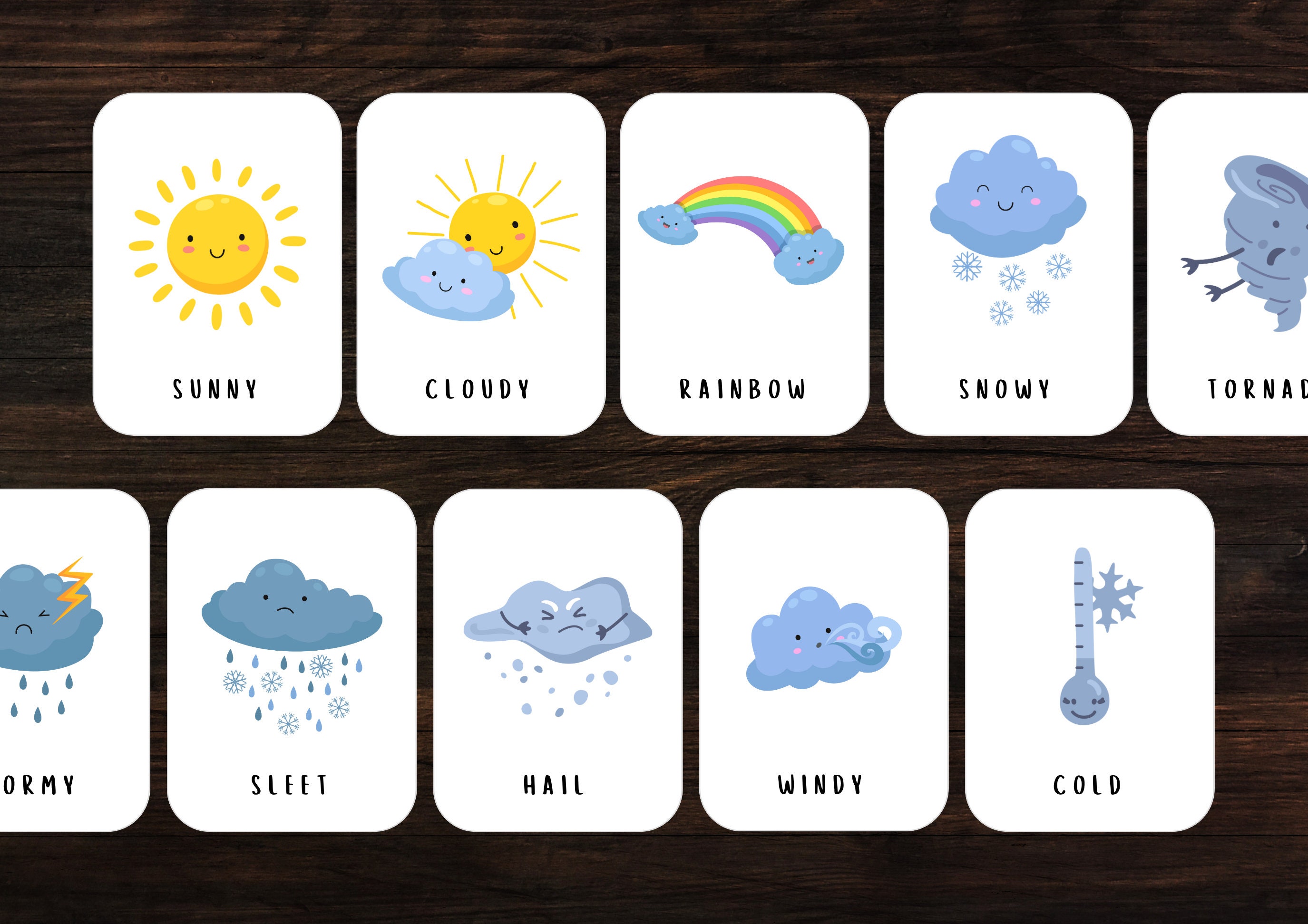 Weather Flashcards, Toddler Weather Activity, Homeschool Activities ...