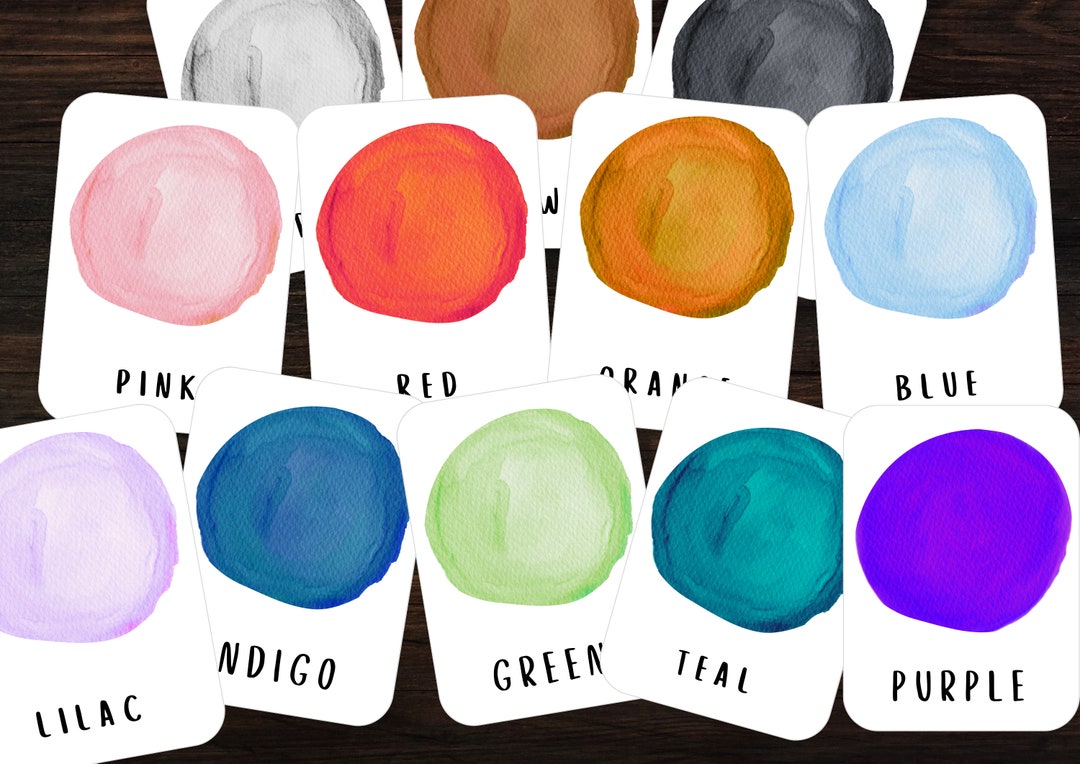 12 Color Cards, Montessori Flashcards, Pre-school Cards, Educational ...