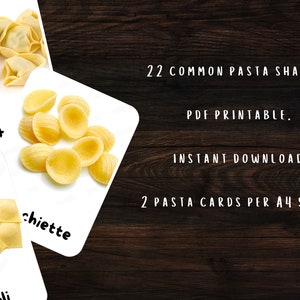 Pasta Shape Montessori Cards, Homeschool Printable (instant Download ...