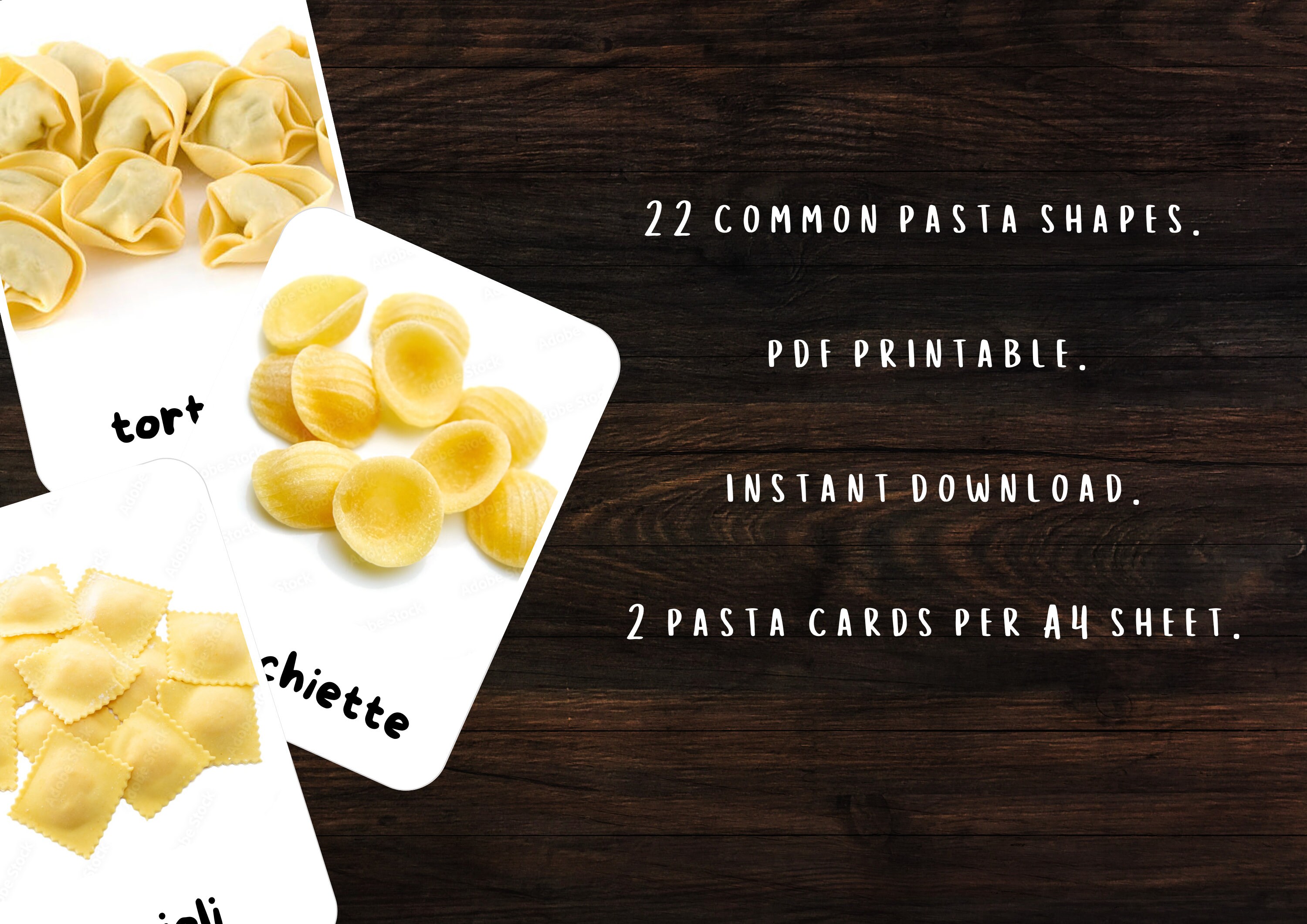 Pasta Shape Cards Printable, MONTESSORI MATERIALS PRINTABLE, Busy Book ...