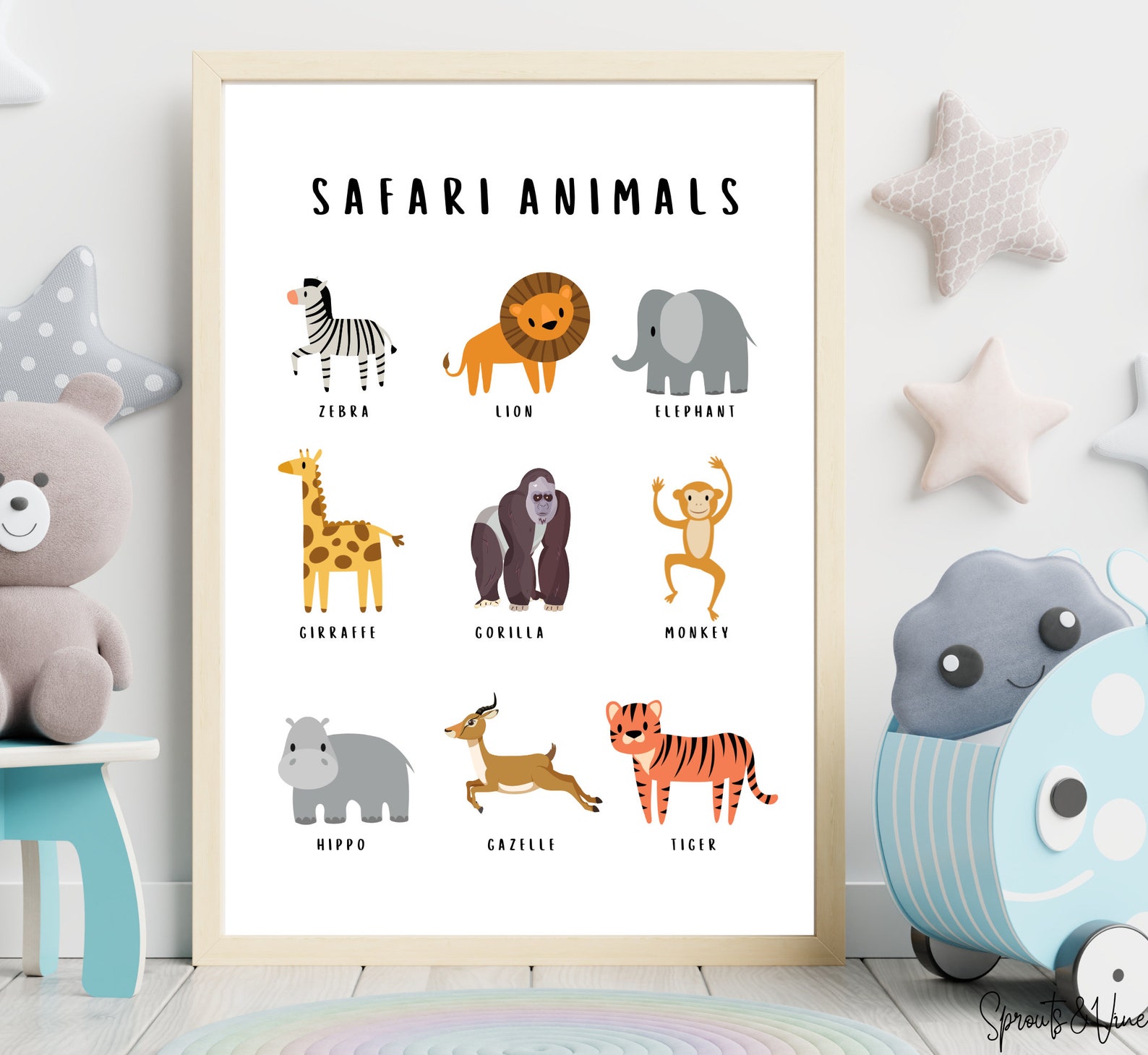 Jungle Animals Nursery Poster • Montessori Educational Print (digital ...