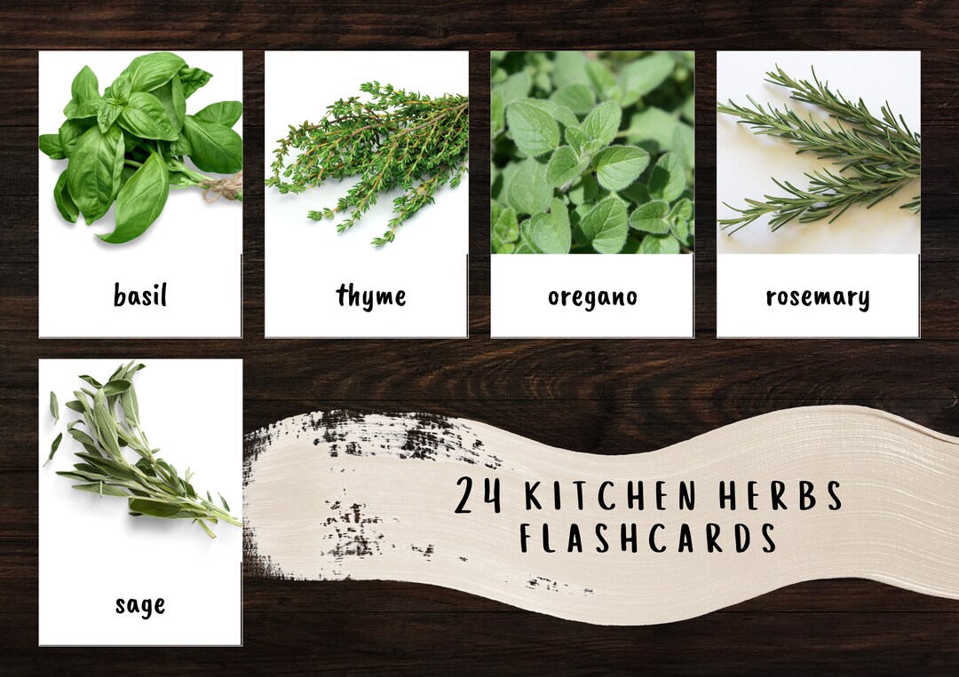 Herbs Flashcards, Printable Montessori Materials, Preschool Toddler ...