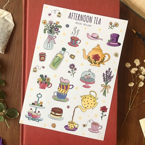 Tea Stickers Tea Sticker Sheet Tea Time Stickers Planner - Etsy