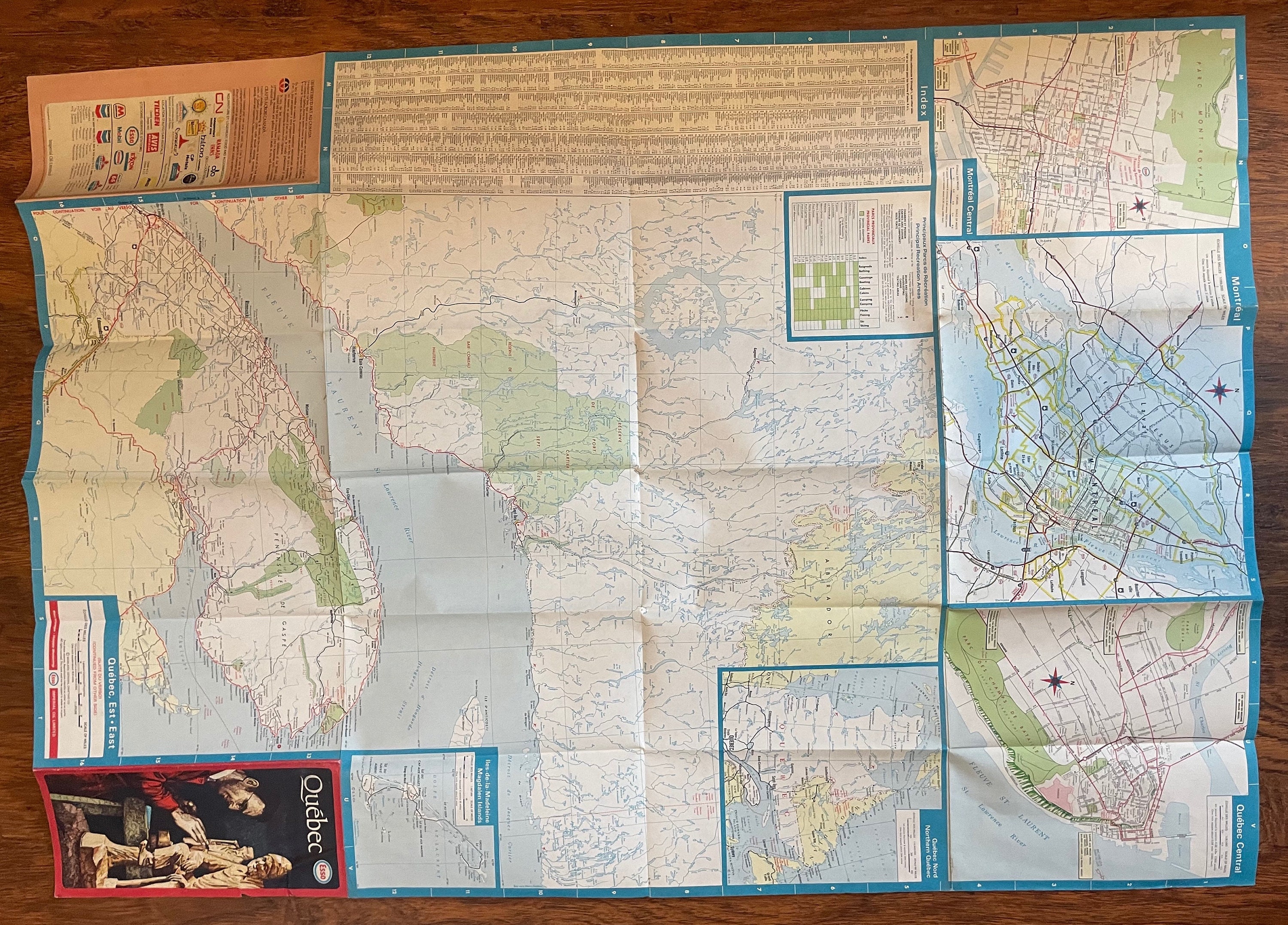 Vintage 1974 Highway Road Map of the Province of Quebec, Canada by Esso ...