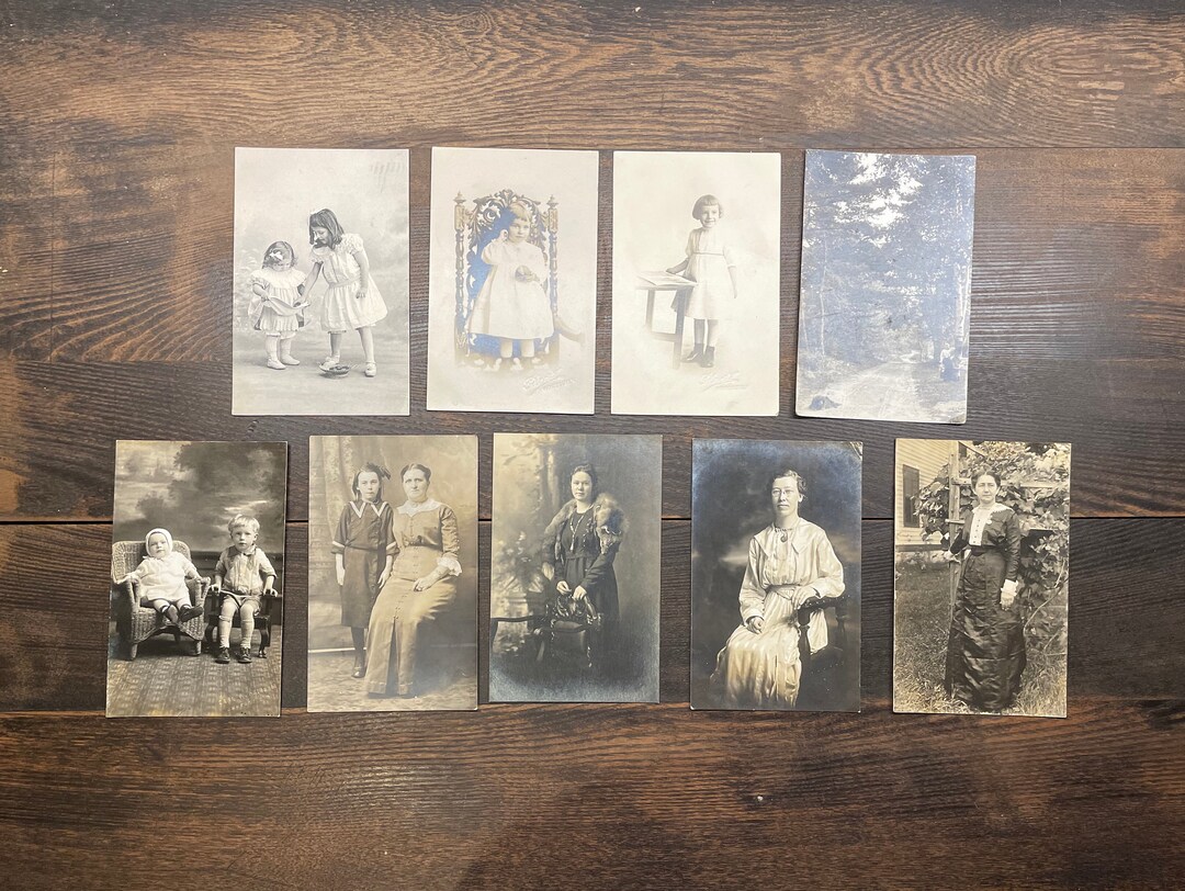 Collection of (9) Vintage Real Photo Postcards (c. 1910) Unidentified ...