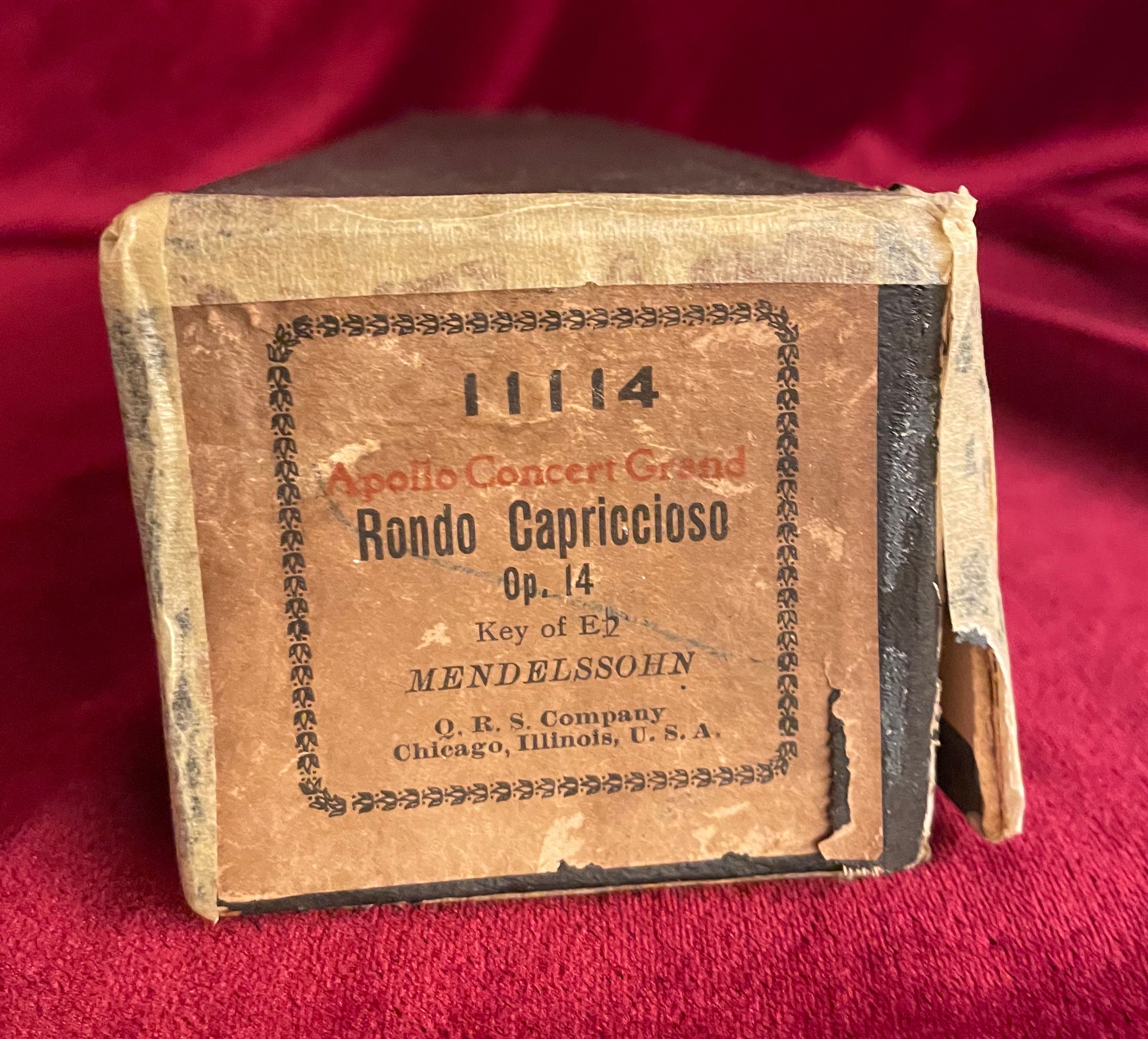 Vintage 16” Player Piano Roll (QRS 11114) Apollo Concert Grand Rondo ...