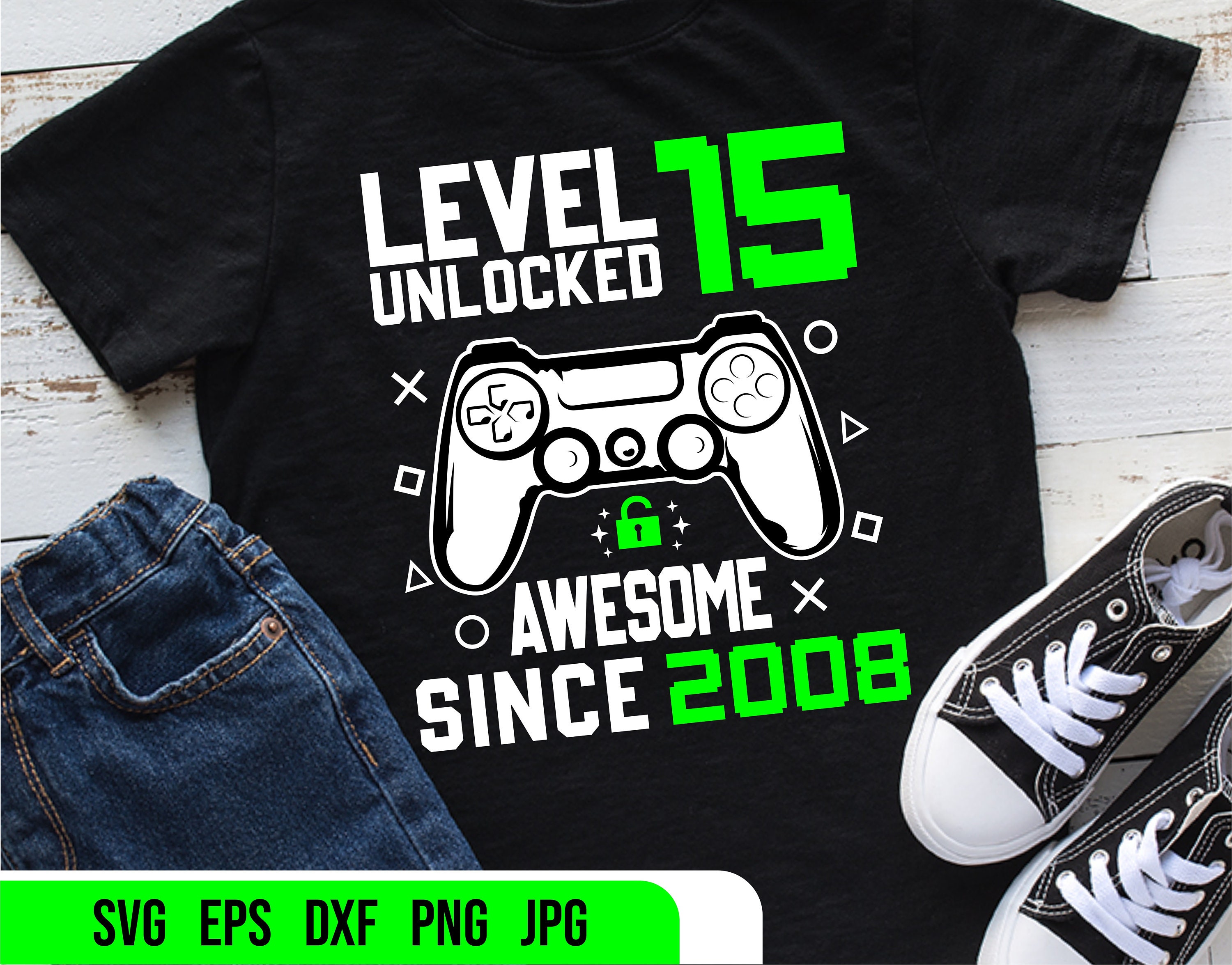 Nivel 15 desbloqueado svg 15th SVG PNG JPEG Cricut o Silhouette Cut File - Etsy España
