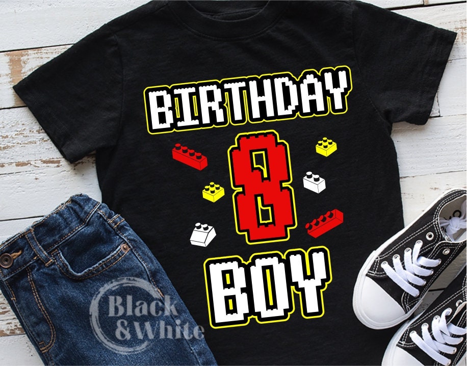 Birthday Boy Block Building SVG, 8 Years Old Birthday Boy, Block ...