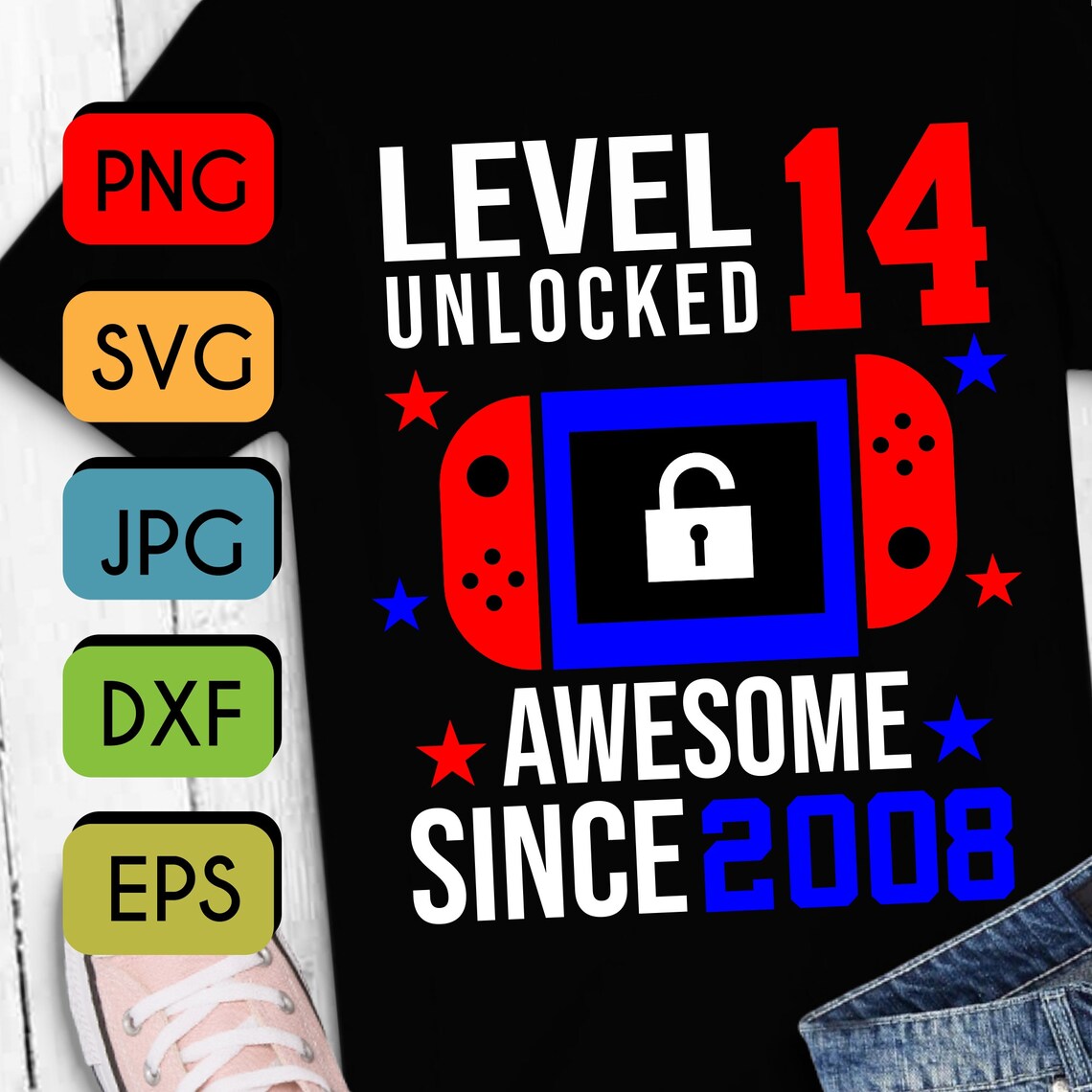 Level 14 Unlocked SVG 14th Birthday Boy Gamer 14 Years Old | Etsy