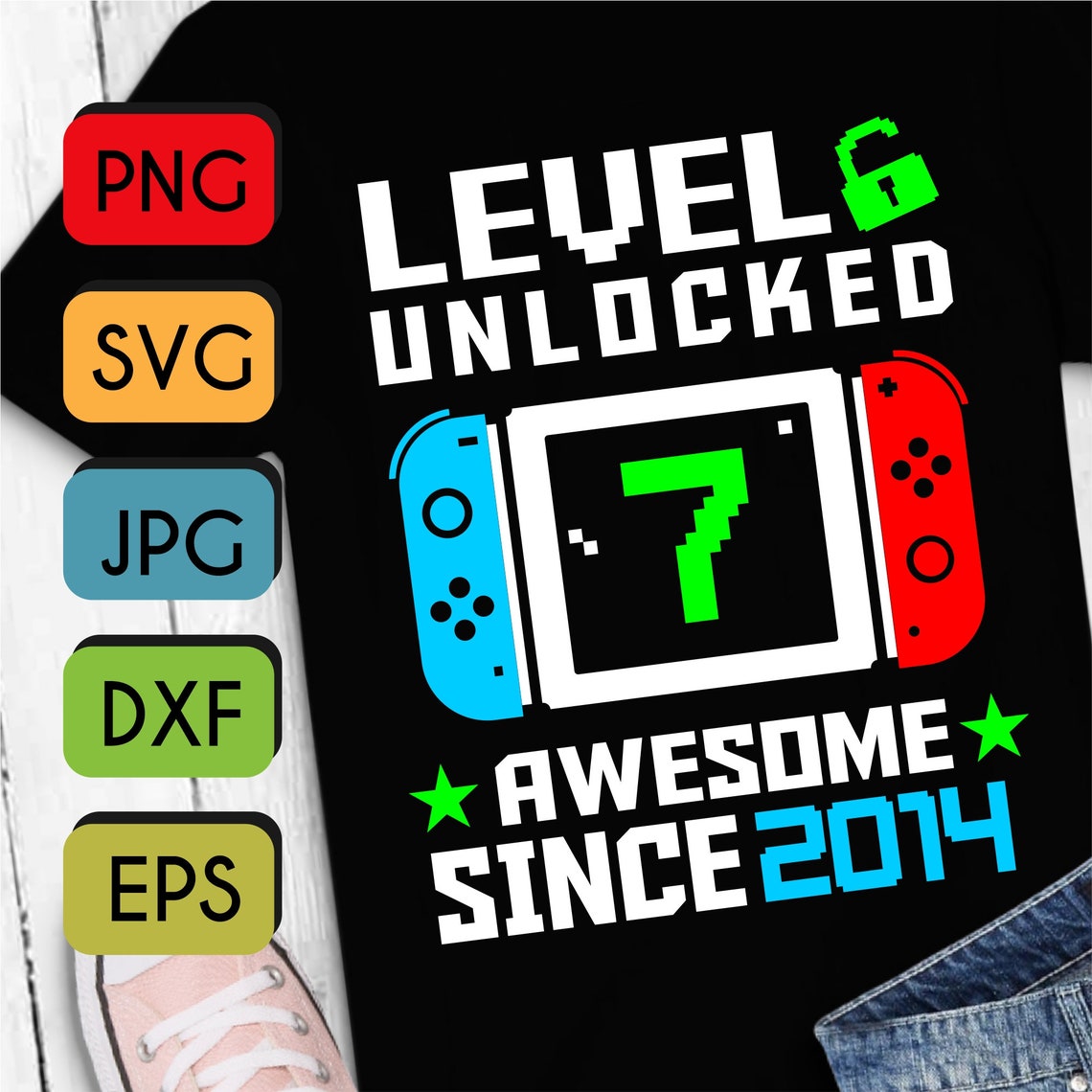 Level 7 Unlocked svg 7th SVG PNG JPEG Cricut or Silhouette | Etsy