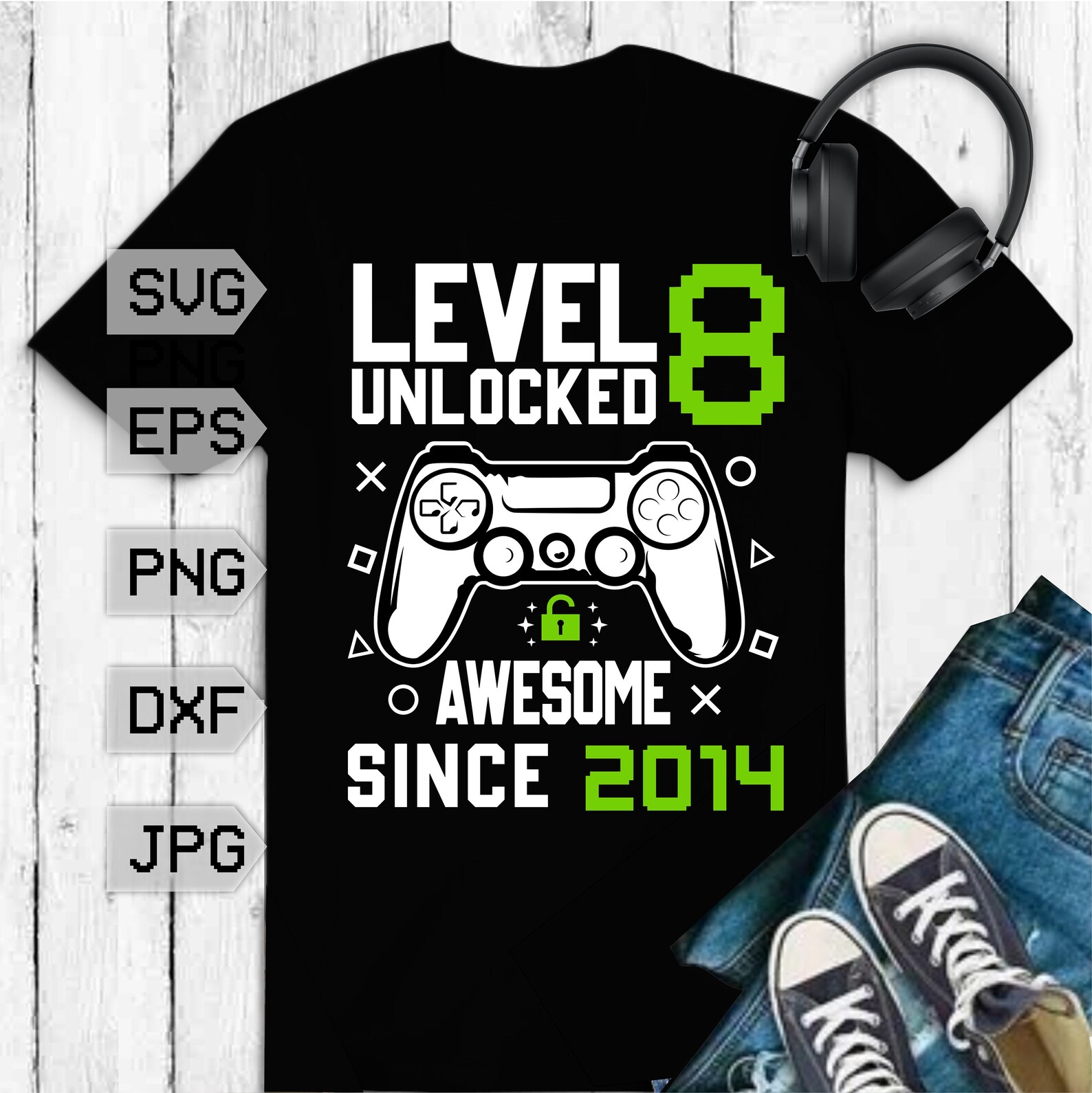 Level 8 Unlocked Svg 8th SVG PNG JPEG Cricut or Silhouette Cut - Etsy