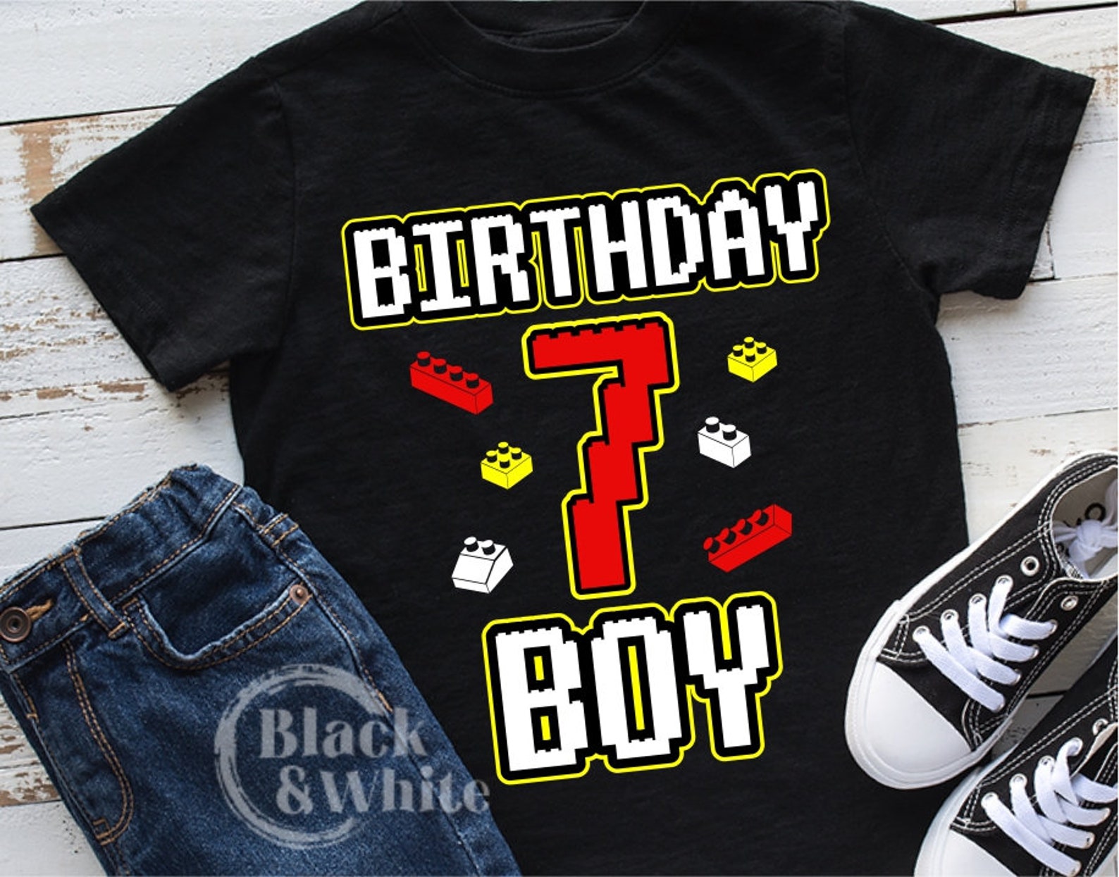 Birthday Boy Block Building SVG, 7 Years Old Birthday Boy, Block ...
