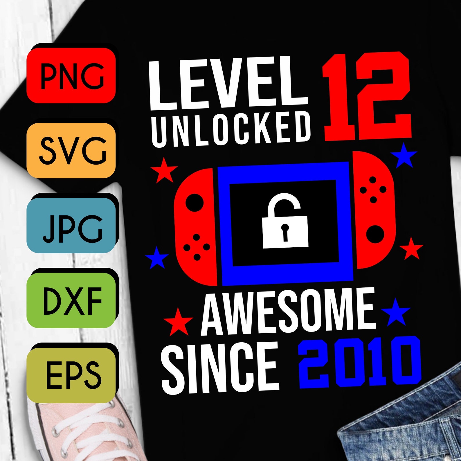 Level 12 Unlocked SVG 12th Birthday Boy Gamer 12 Years Old - Etsy