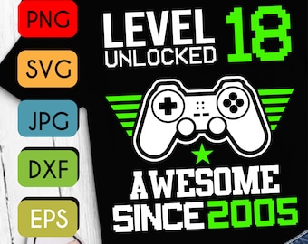 Level 18 Unlocked Svg Vintage 18th SVG PNG JPEG Cricut or Silhouette ...