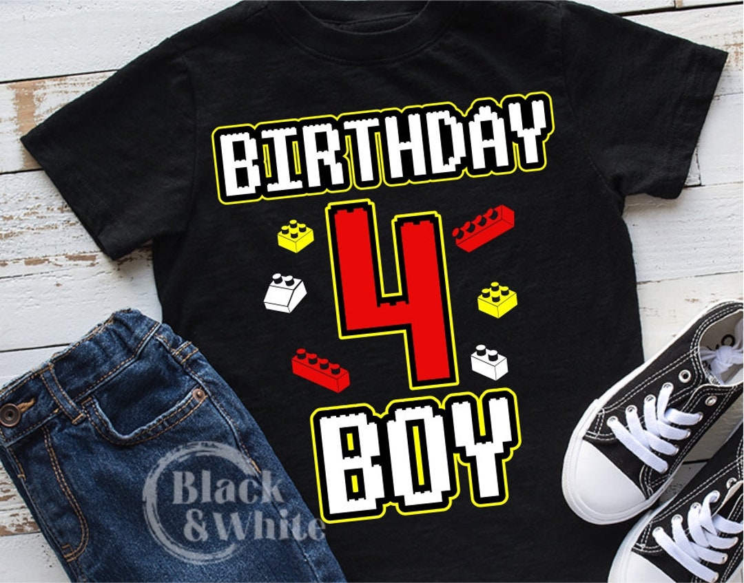 Birthday Boy Block Building SVG, 4 Years Old Birthday Boy, Block ...