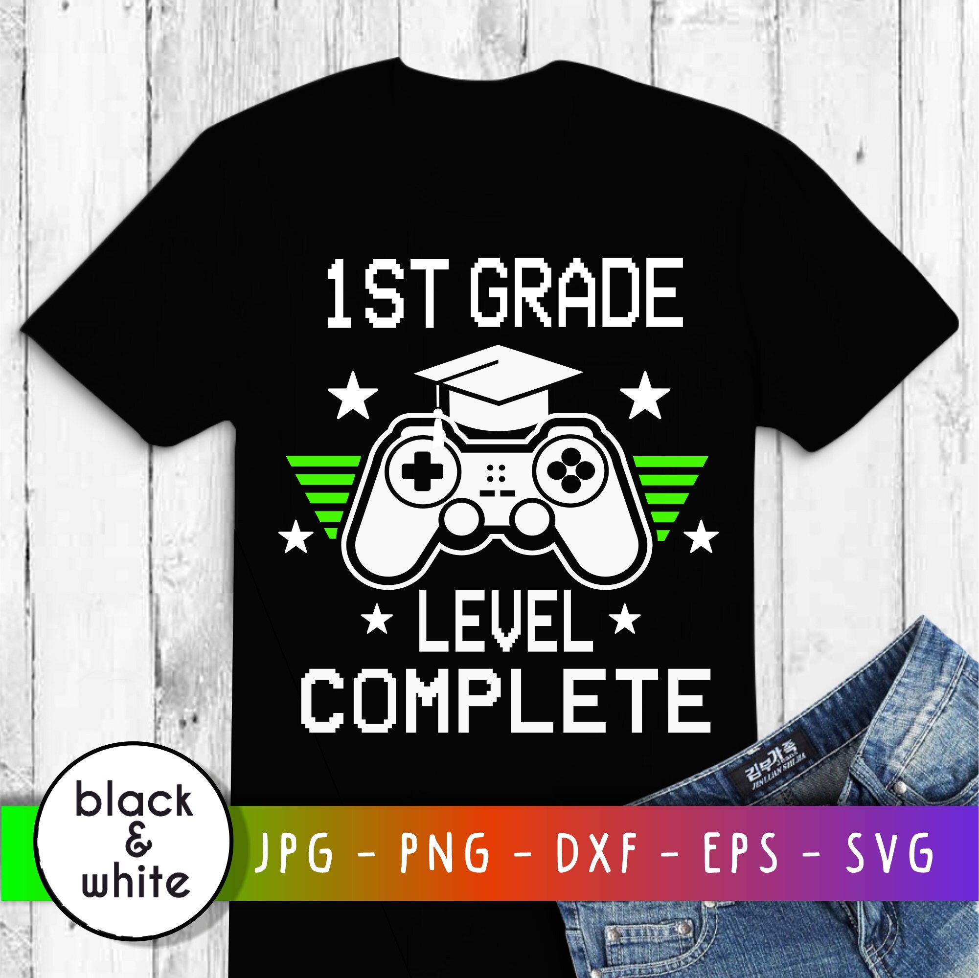 First Grade Level Complete SVG Graduation video game svg Grade | Etsy