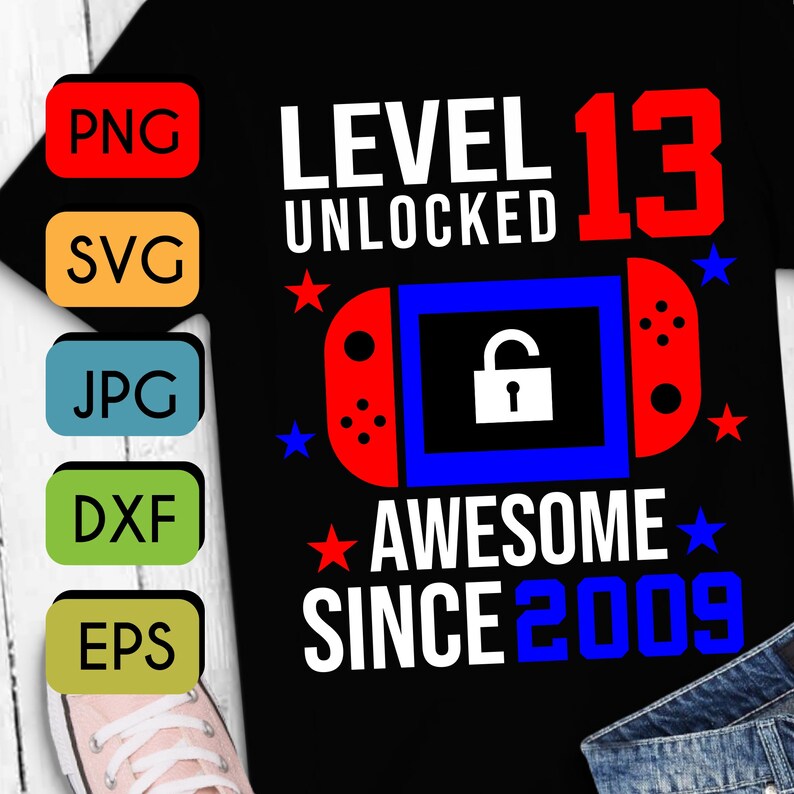 Level 13 Unlocked SVG 13th Birthday Boy Gamer 13 Years Old | Etsy