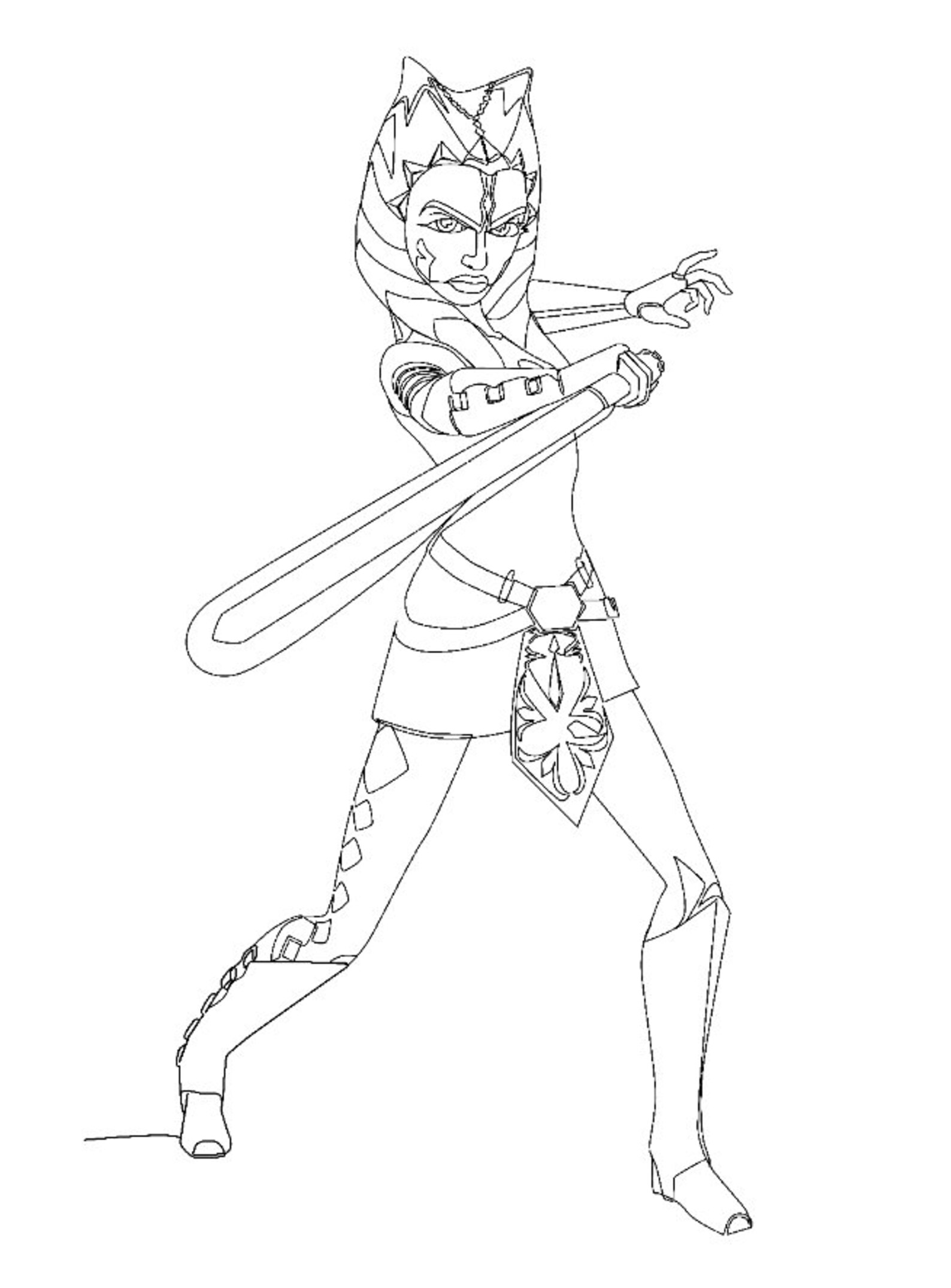 Ahsoka Tano Detailed Single Line Art for Foil, Quill, Draw Star Alien ...
