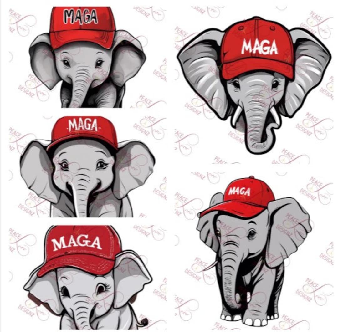 5 Cute Elephant MAGA Hat Clipart for Trump 2024 Republican for ...