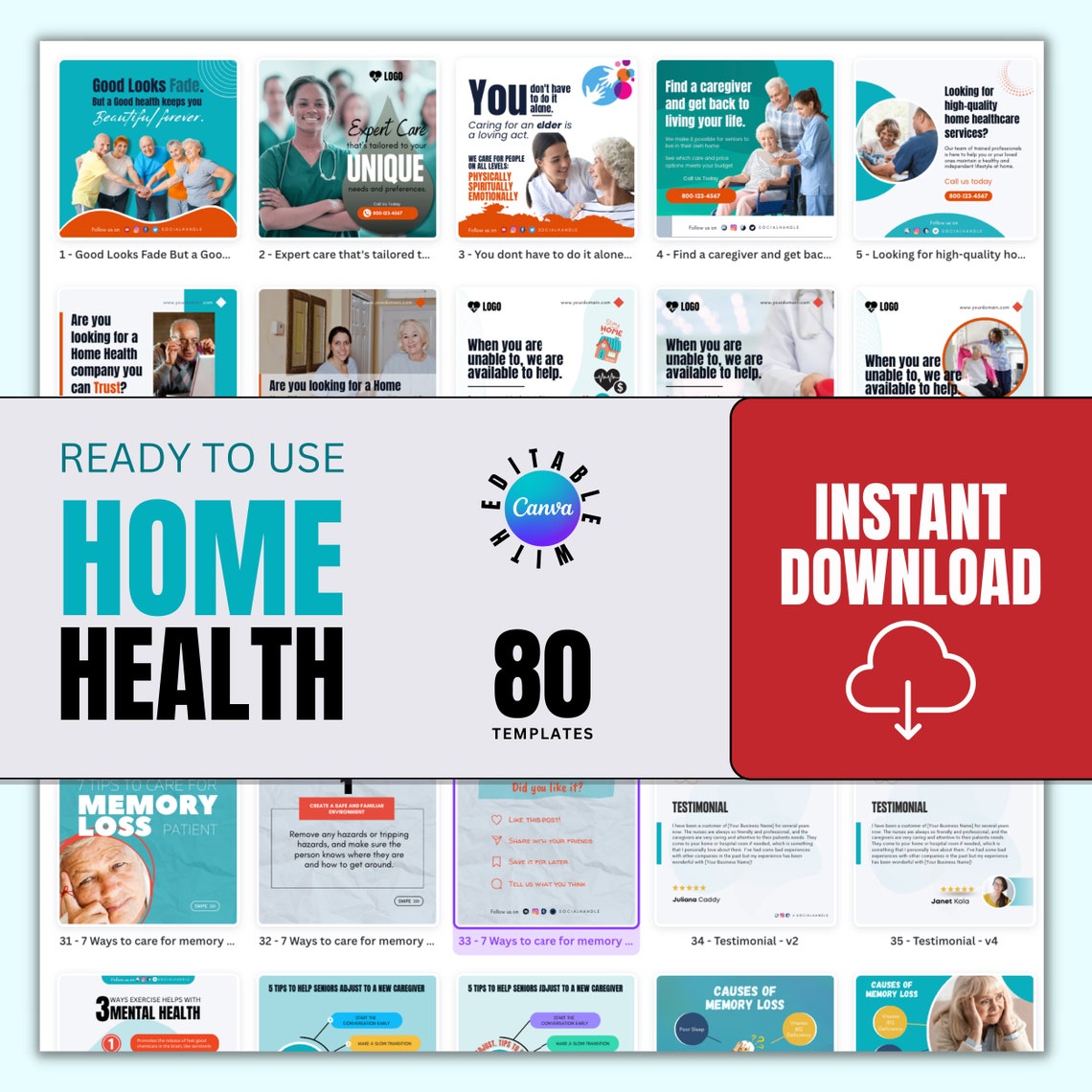 Fresh Instagram Post for Home Care Services | Instagram Post Templates ...