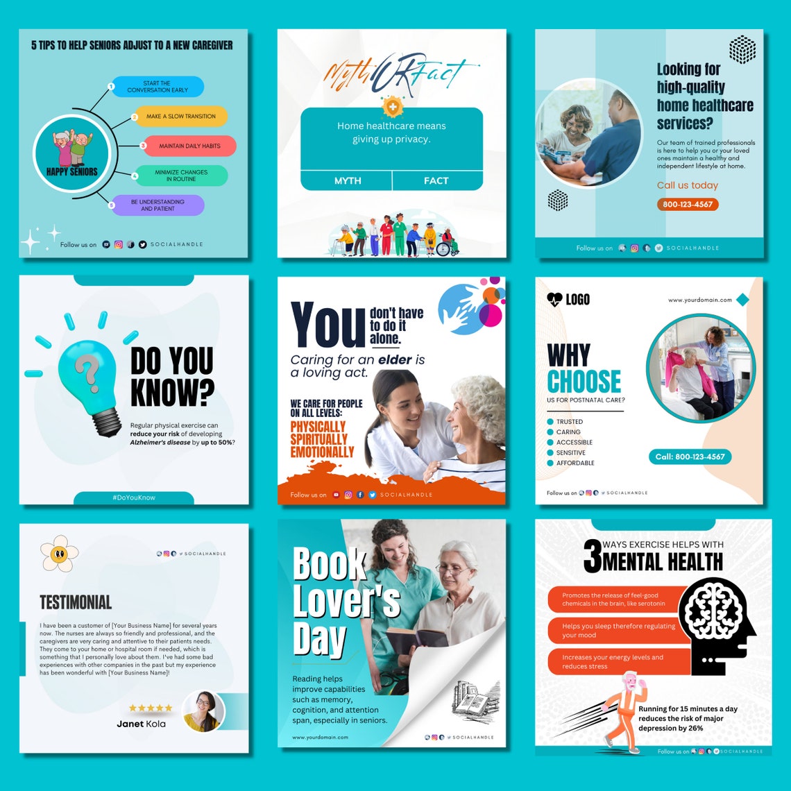 Fresh Instagram Post for Home Care Services | Instagram Post Templates ...