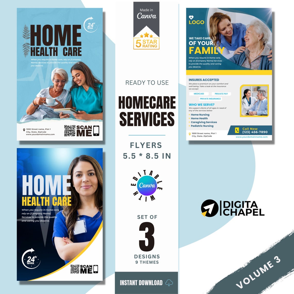 Home Care Health Care Business Flyer Templates Home Health Flyer Canva ...