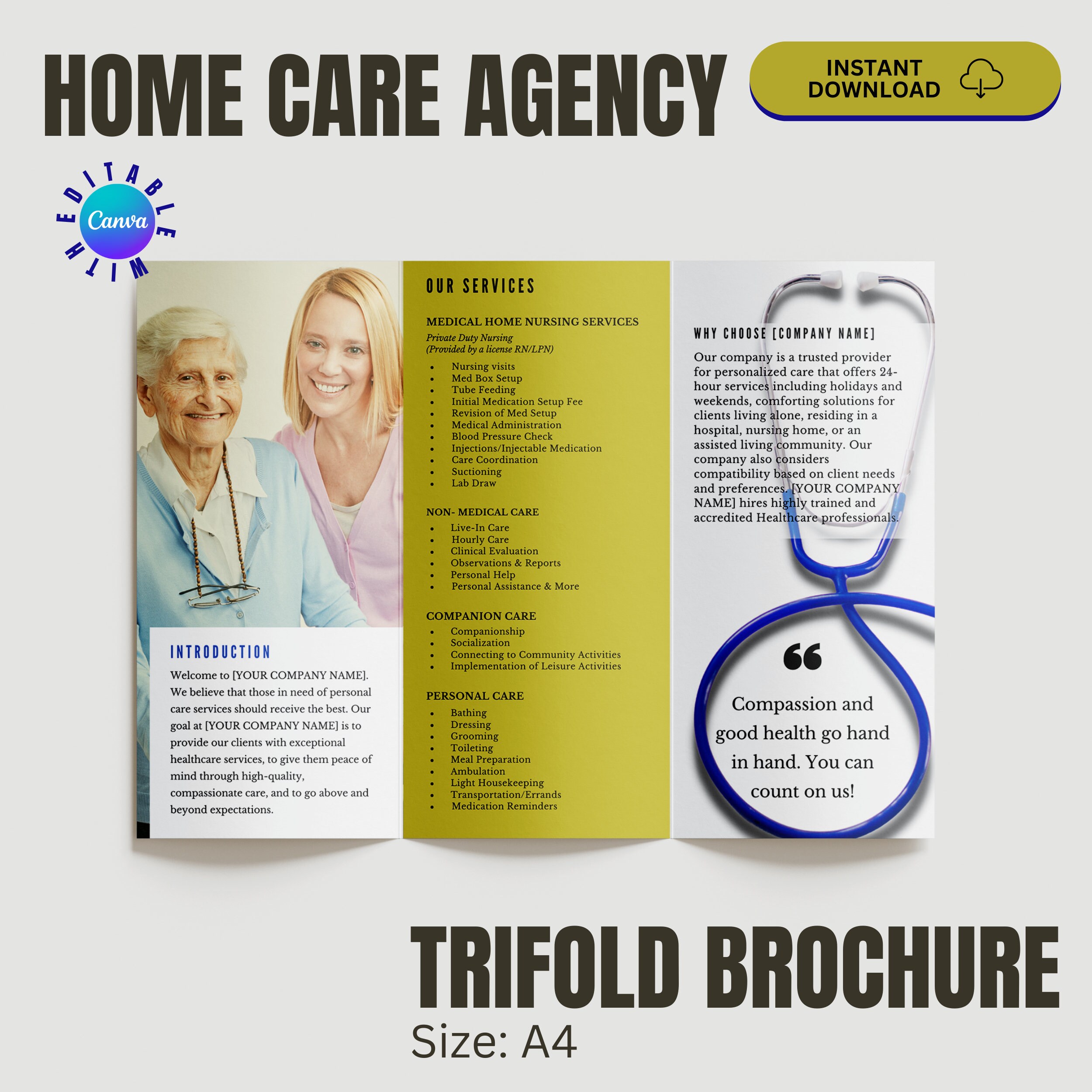 Home Care Agency Trifold Brochure | Healthcare Brochure | Home ...