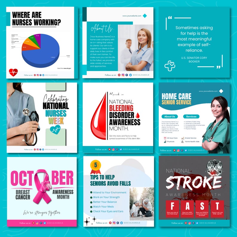 Instagram Post Templates for Home Care | Homecare Instagram | Creative ...