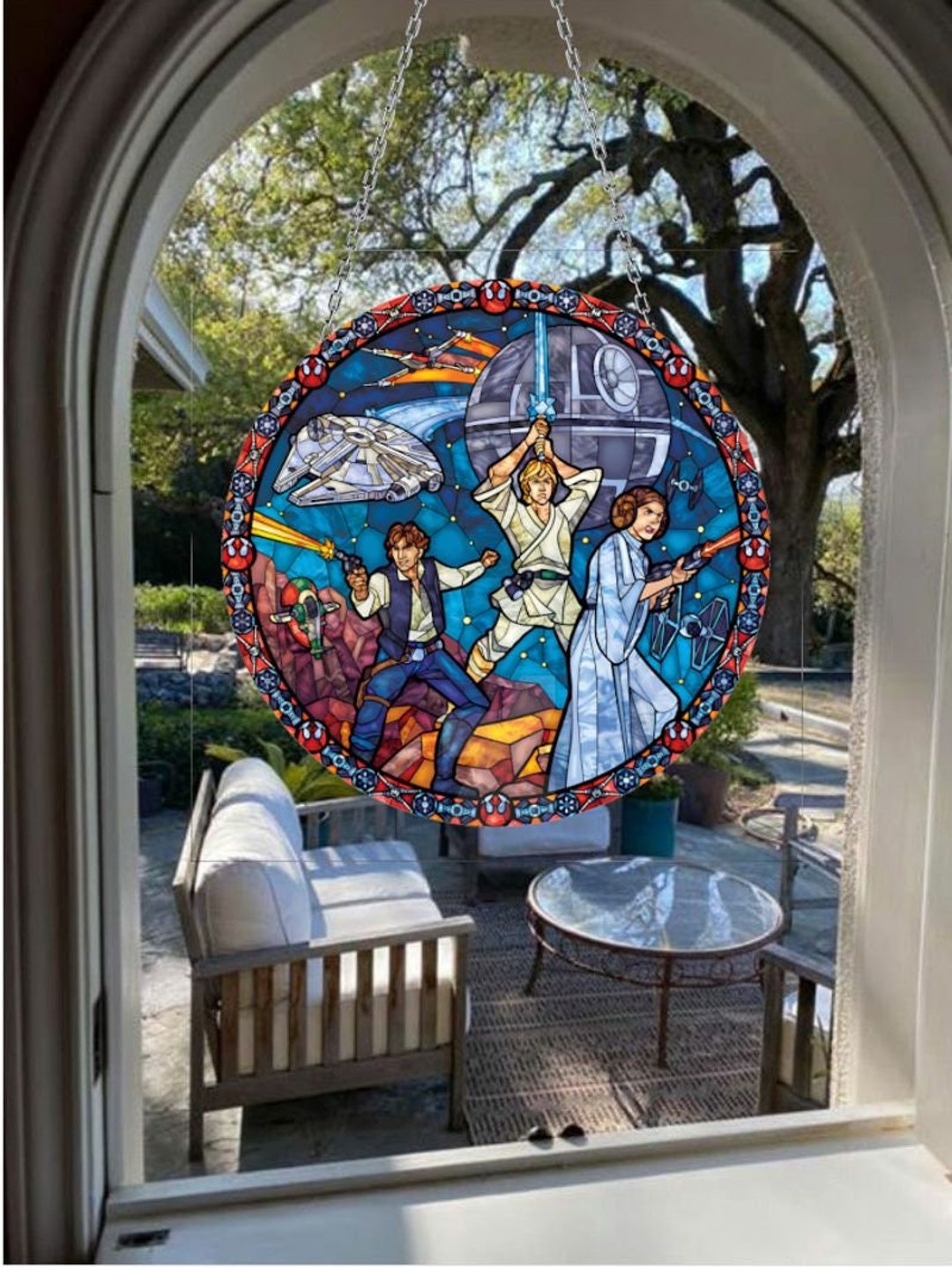 Custom Star War Luke Skywalker, Han Solo, Leia, Suncatcher Window ...