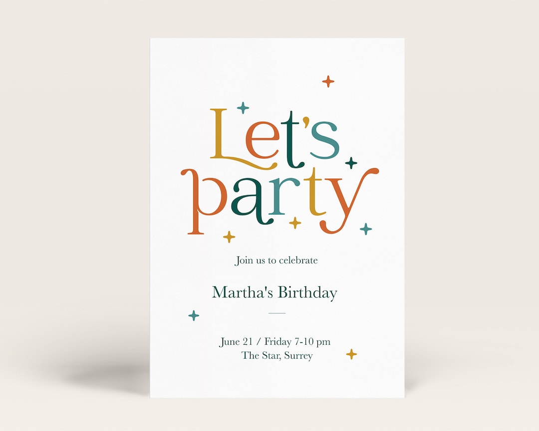 Let's Party Invitation Printable Birthday Party Invitation Template ...
