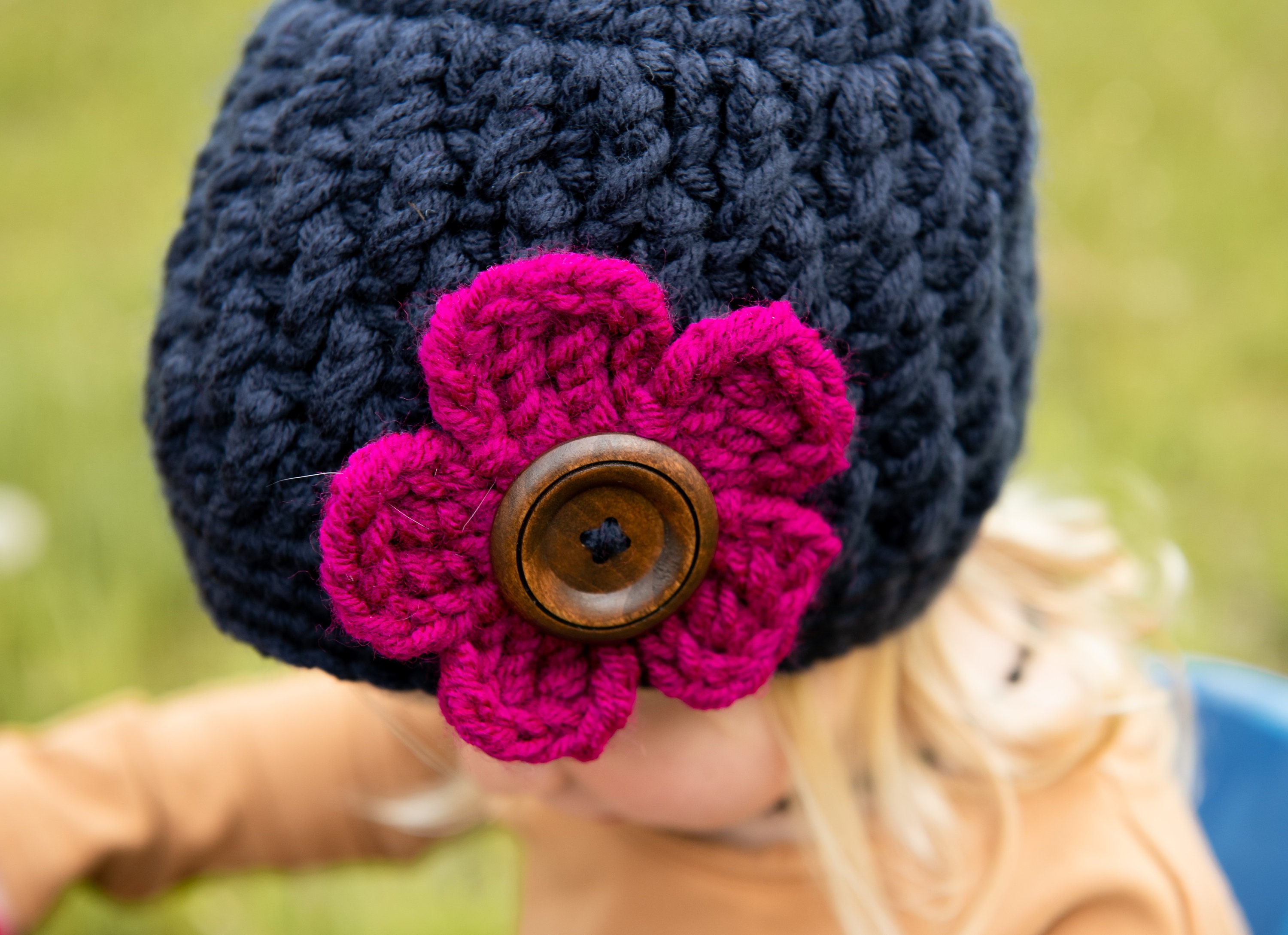 Crochet Winter Hat for Girls, Flower Beanie Hat, Infant Winter Hat ...