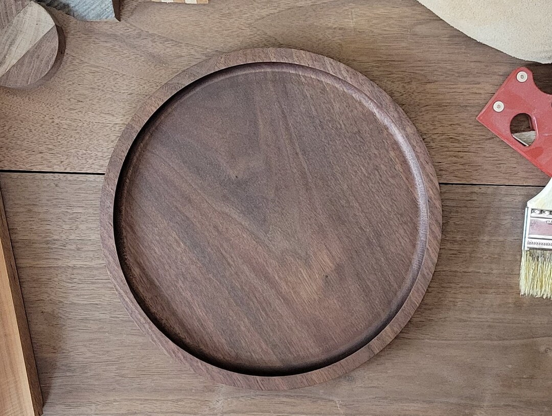 Walnut Catch All Tray, Wooden Tray, Round Wooden Tray, Candy Dish ...
