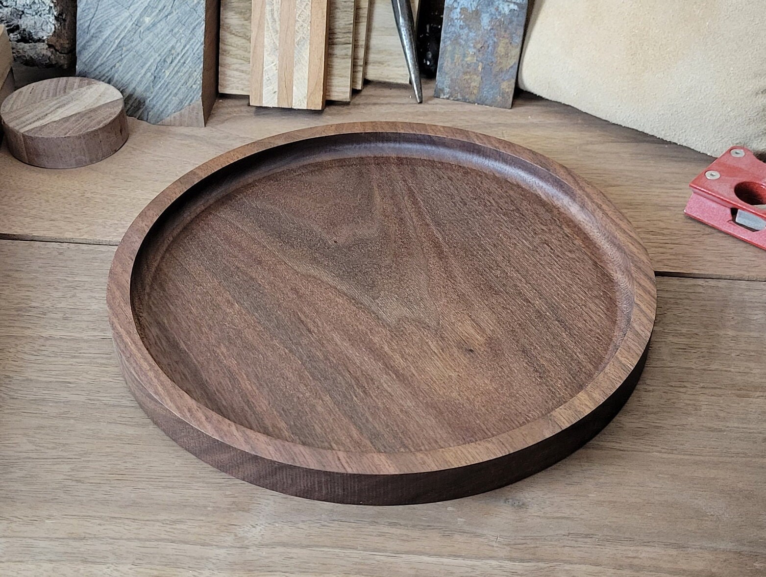 Walnut Catch All Tray Wooden Tray Round Wooden Tray Candy - Etsy
