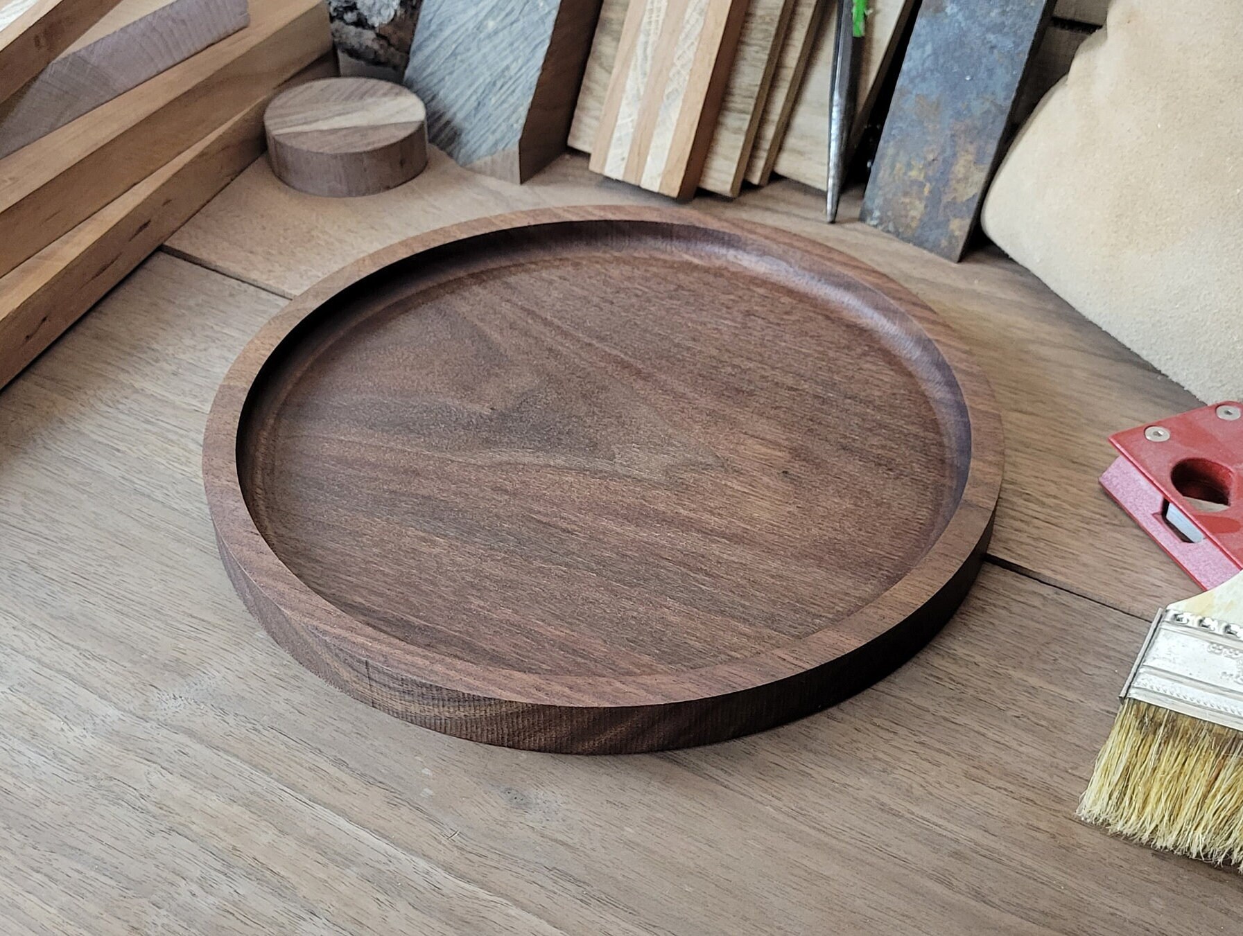 Walnut Catch All Tray Wooden Tray Round Wooden Tray Candy - Etsy