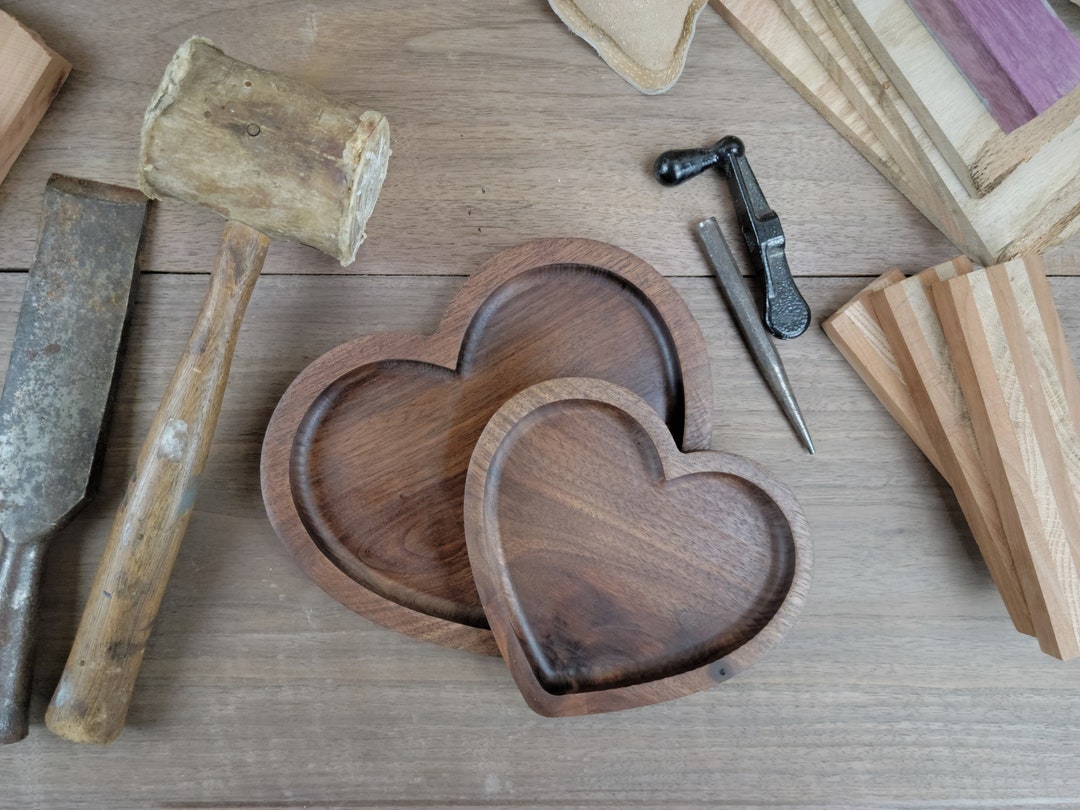 Walnut Heart Shaped Wood Trays, Wedding Table Centerpiece, Wooden Valet ...