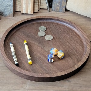 Walnut Catch All Tray, Wooden Tray, Round Wooden Tray, Candy Dish ...