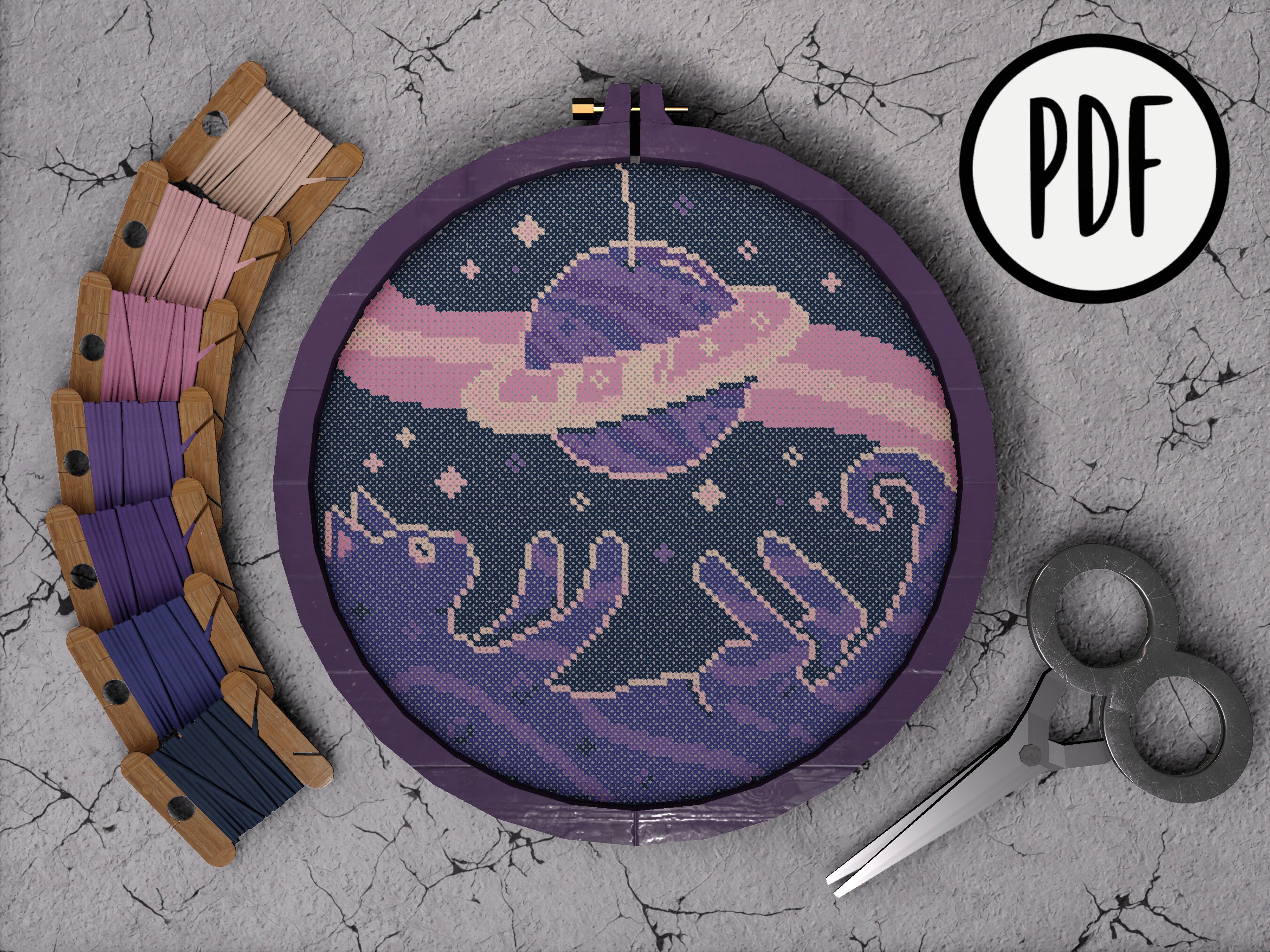 Dreaming of Outer Space Modern Cross Stitch Design Pattern | Etsy