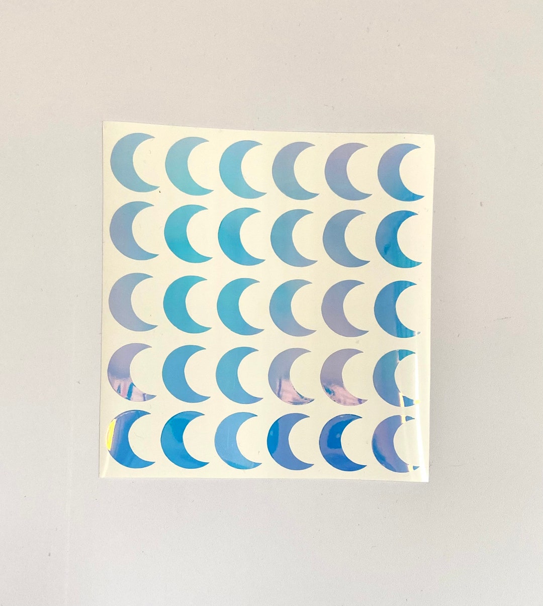 30 Holographic Moon Stickers, Vinyl Moon Decals, Crescent Moon Stickers ...