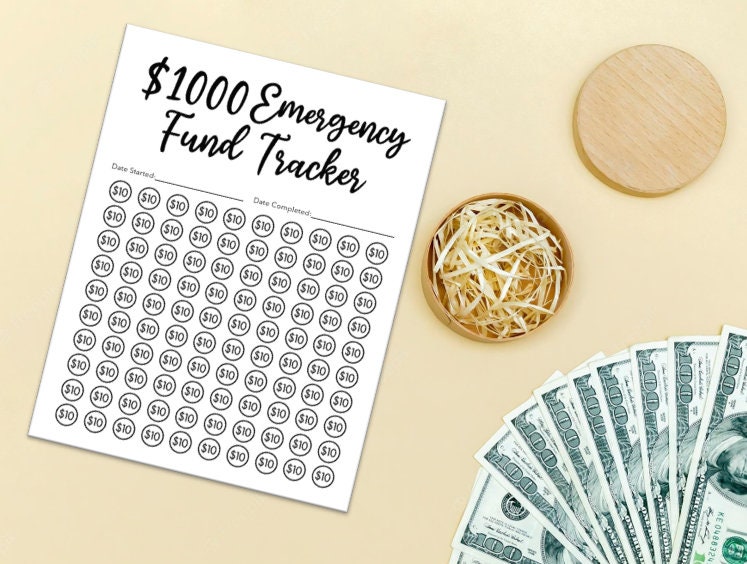 1000 Emergency Fund Tracker 1000 Savings Tracker 1K Savings Challenge ...