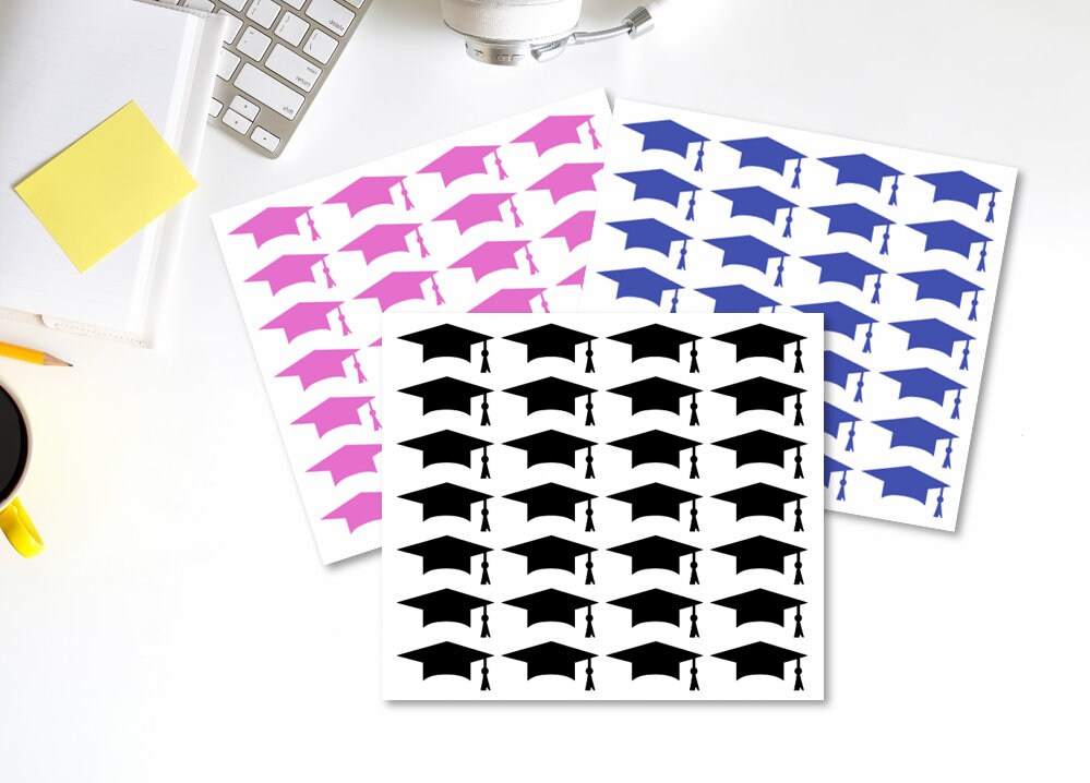 28 Grad Hat Stickers, Vinyl Graduation Decals, Graduation Hat Stickers ...