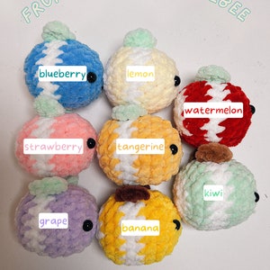 Mini Fruit Themed Bumble Bee Squishy - Cute Handmade, Super Soft Velvet ...