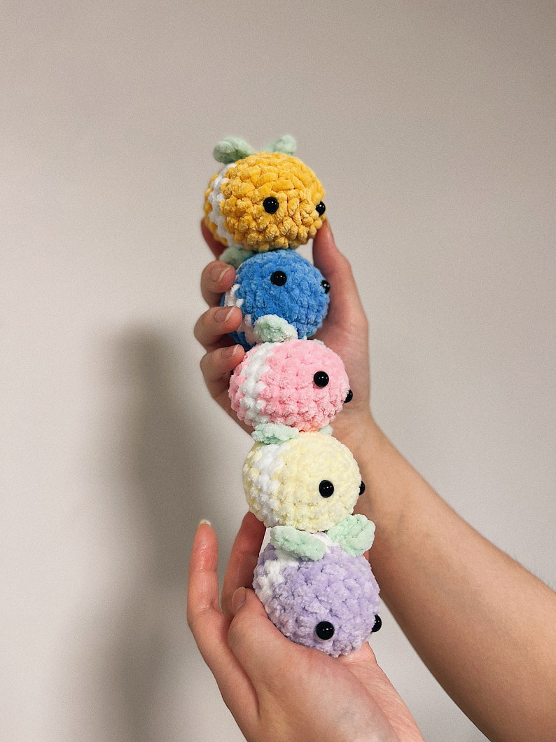 Mini Fruit Themed Bumble Bee Squishy - Cute Handmade, Super Soft Velvet ...