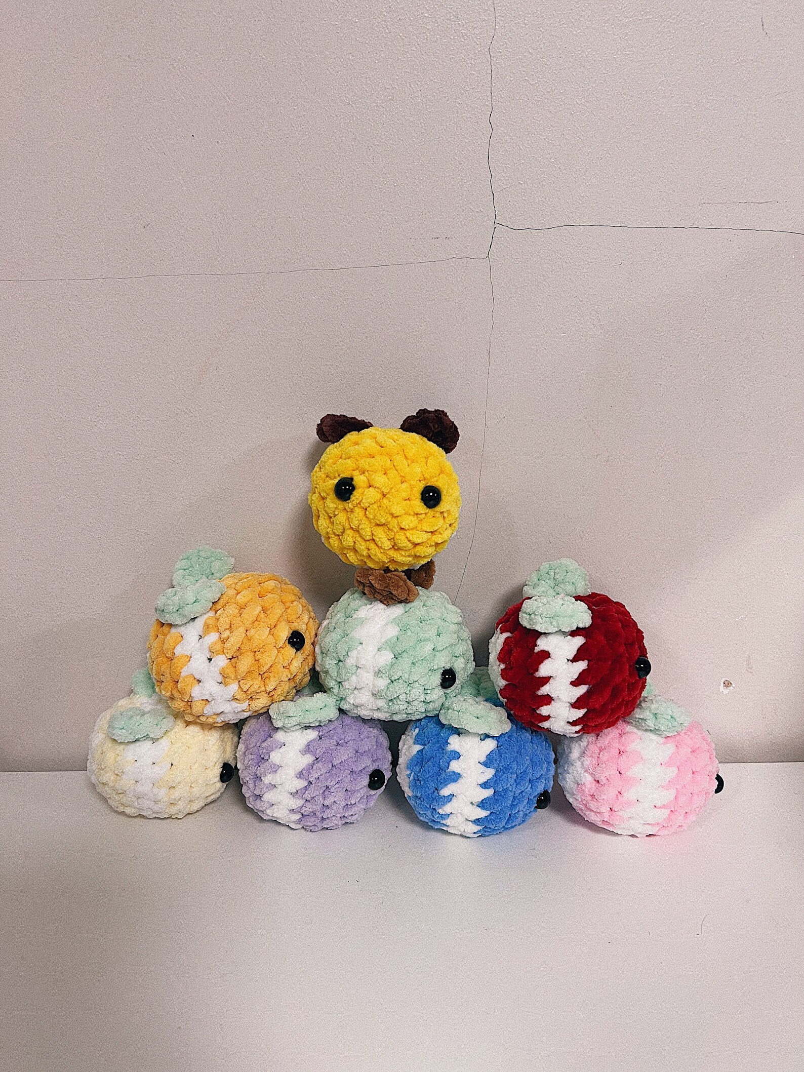 Mini Fruit Themed Bumble Bee Squishy - Cute Handmade, Super Soft Velvet ...