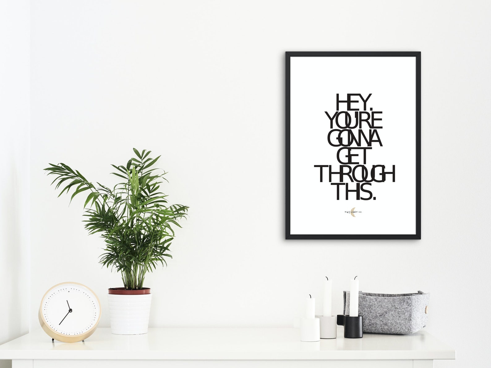 Motivational Art, Get Through This Quote, Black and White Print ...