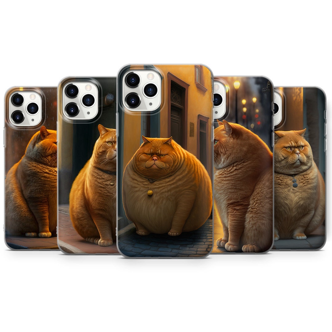 Animal Phone Case Fat Orange Cat Cover for iPhone 16, 15plus, 14, 13 ...