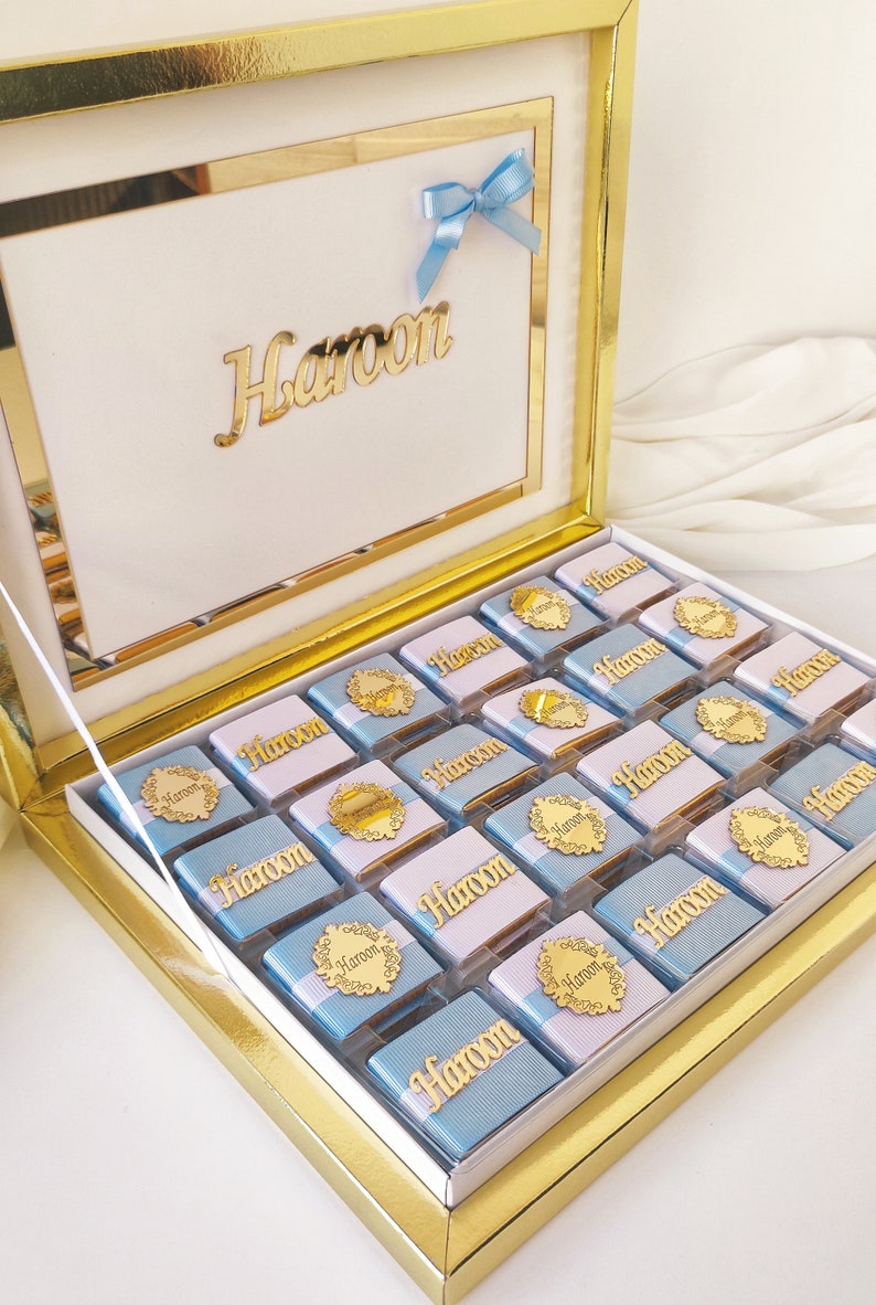 Personalized Chocolate Box: Baby Shower Favors, Baptism Gift - Etsy
