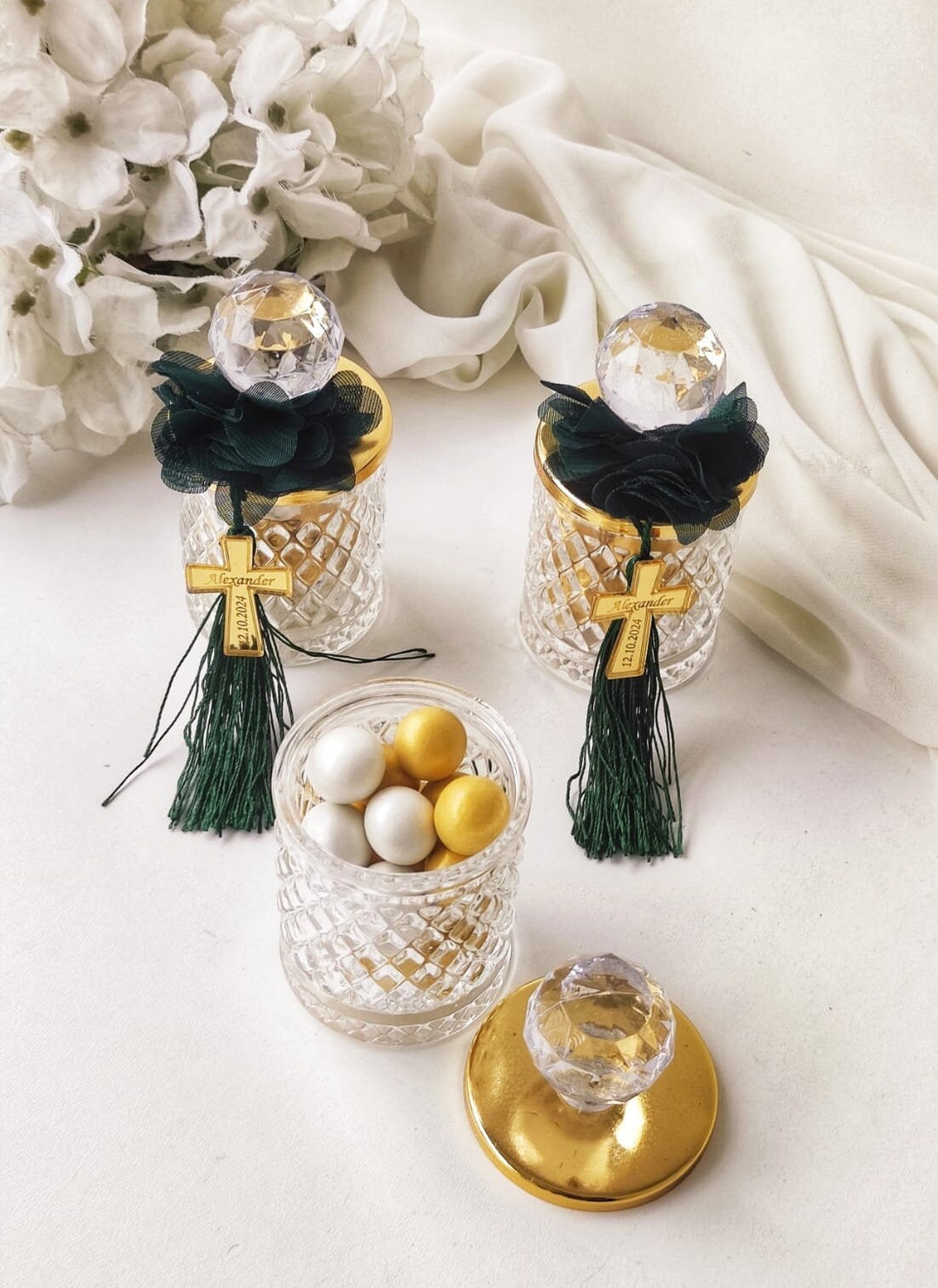 Personalized Candy Dish Glass Gifts,emerald Quinceanera Party Candy ...