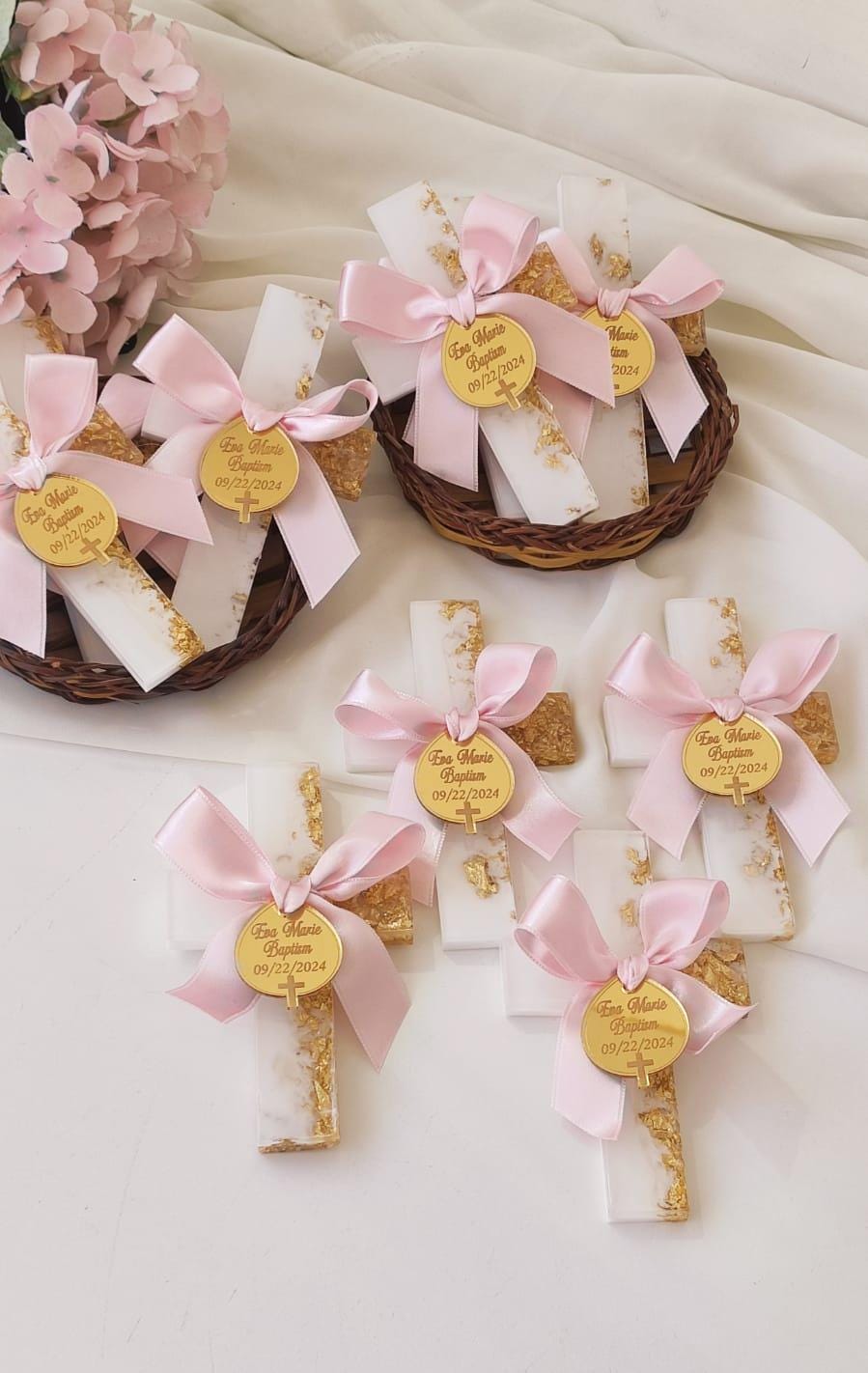 Personalized Baptism Magnet Favors,baby Girl Baptism Gifts,resin Cross ...