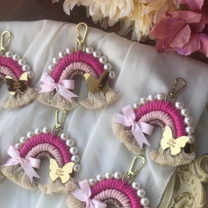 Baby Shower Macrame Keychain Gifts, Butterfly Favors, Rustic Macrame ...