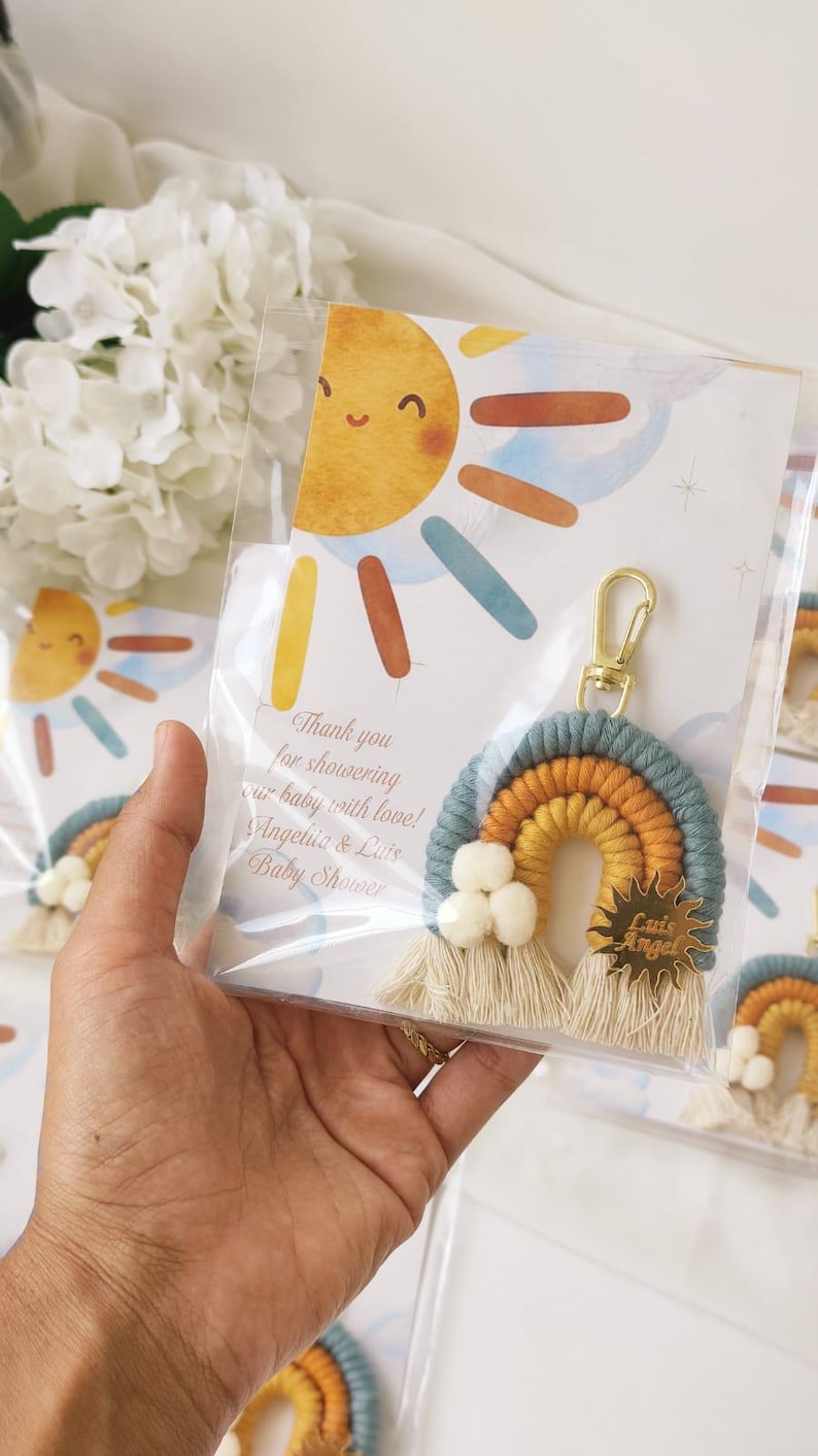 Here Comes the Son Macrame Keychain Favors, Baby Shower Gifts, Sun Baby ...